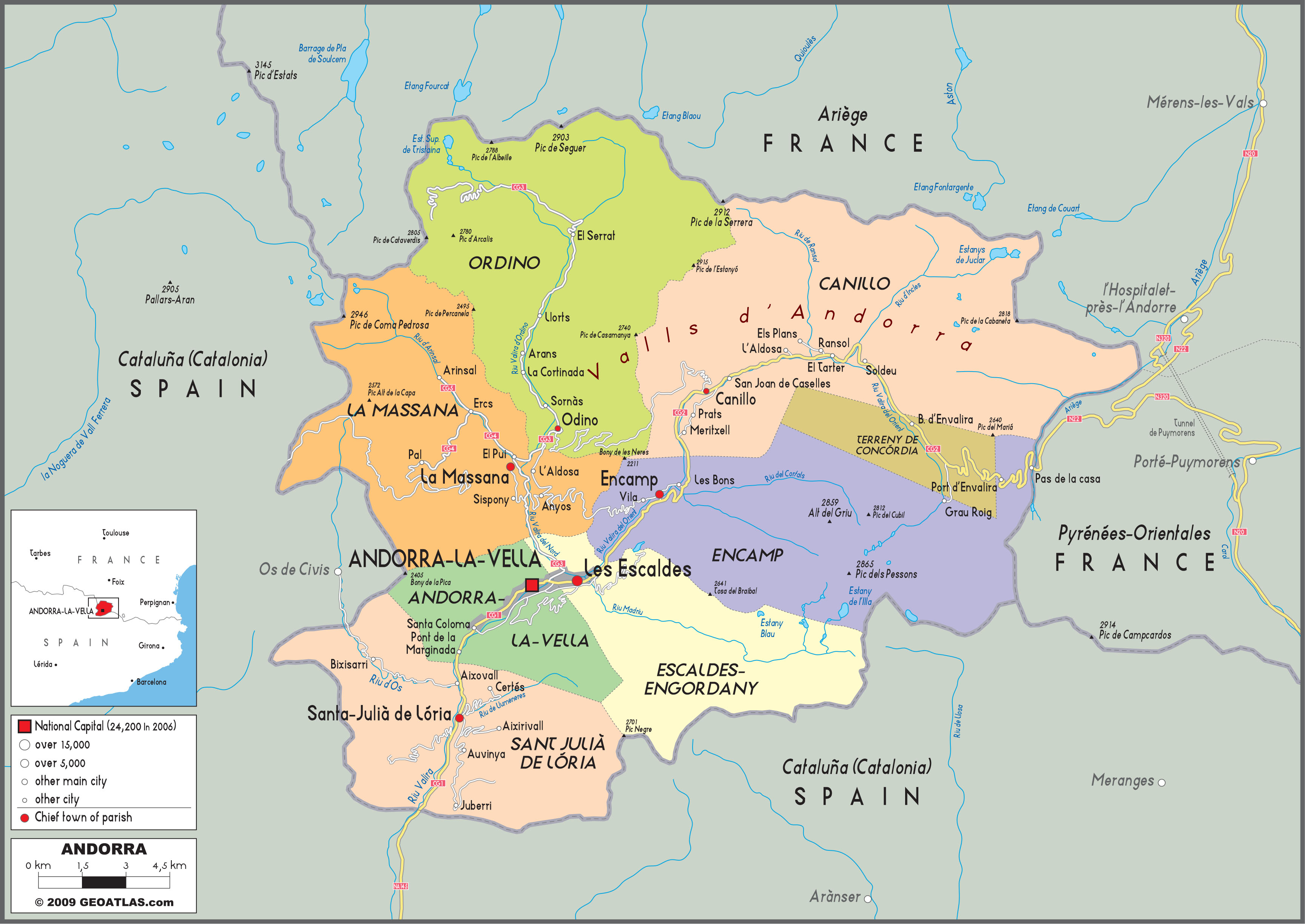 Andorra Political Wall Map by GraphiOgre - MapSales