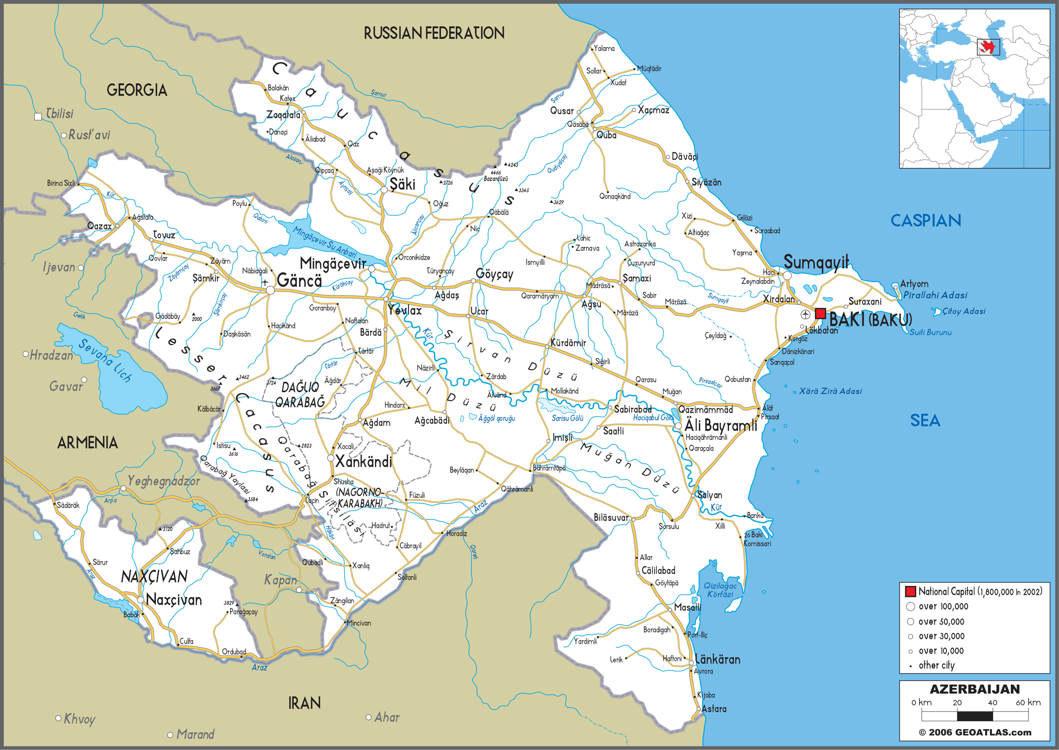 Azerbaijan Road Wall Map by GraphiOgre