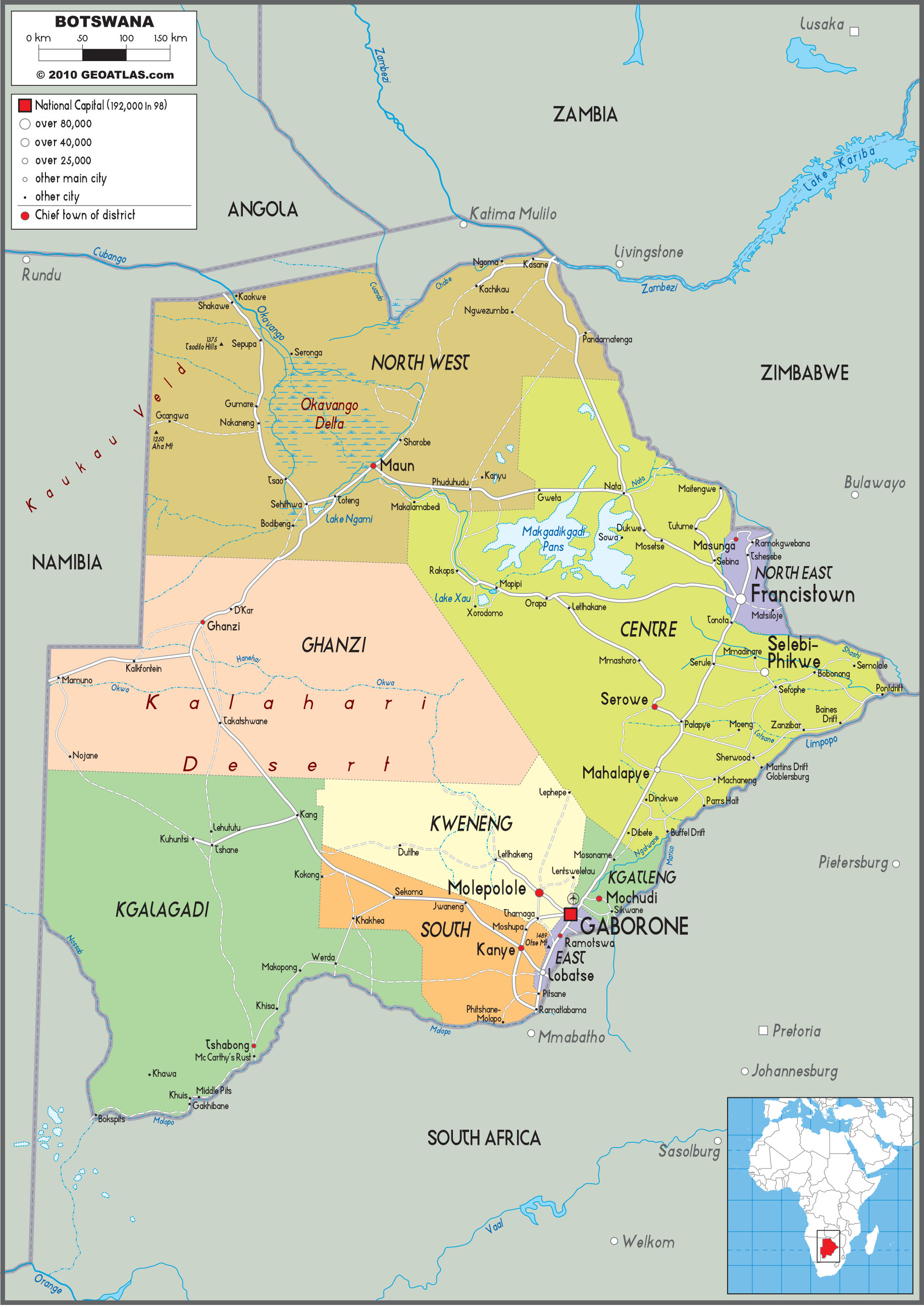 Botswana Political Wall Map by GraphiOgre - MapSales