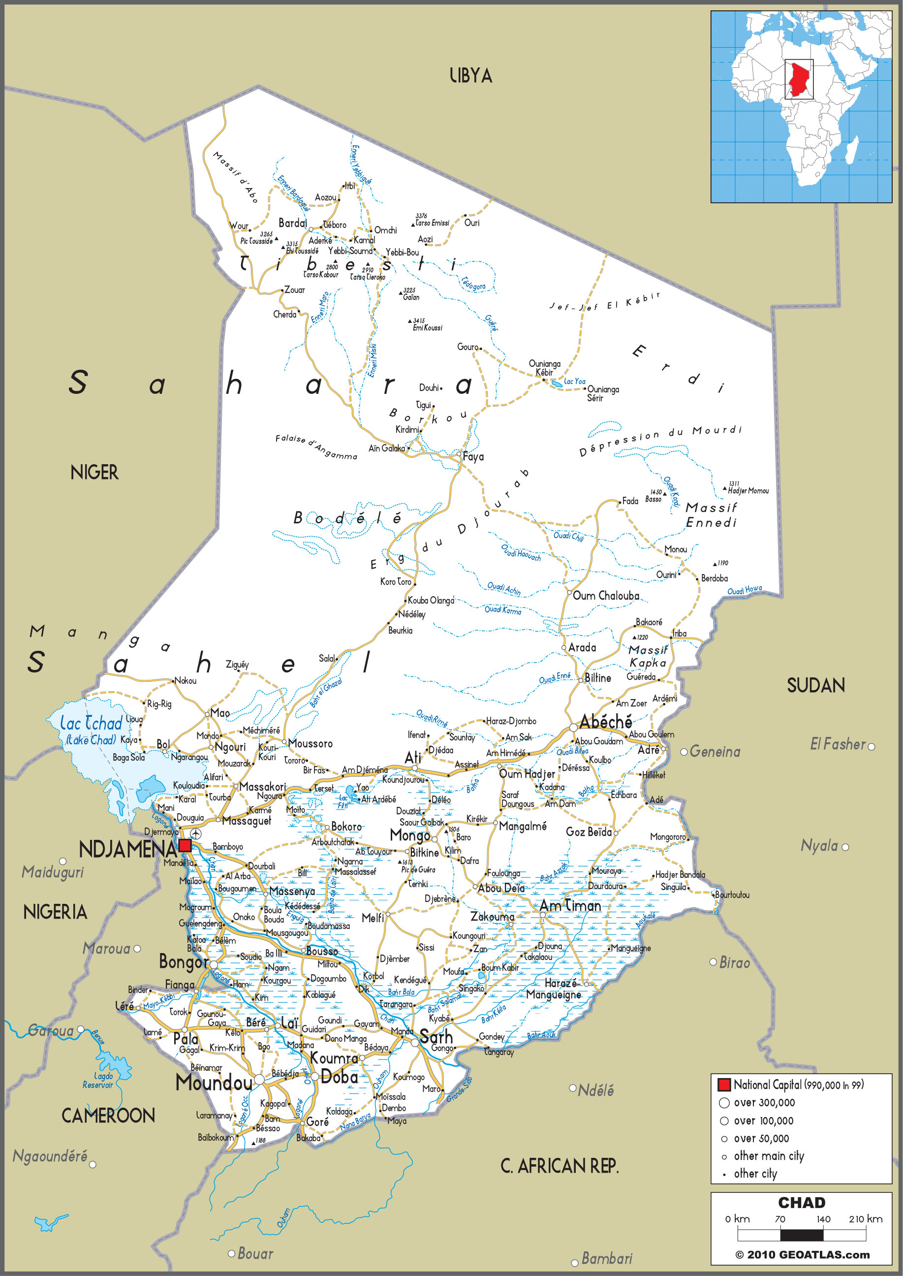 Chad Road Wall Map By Graphiogre Mapsales Images