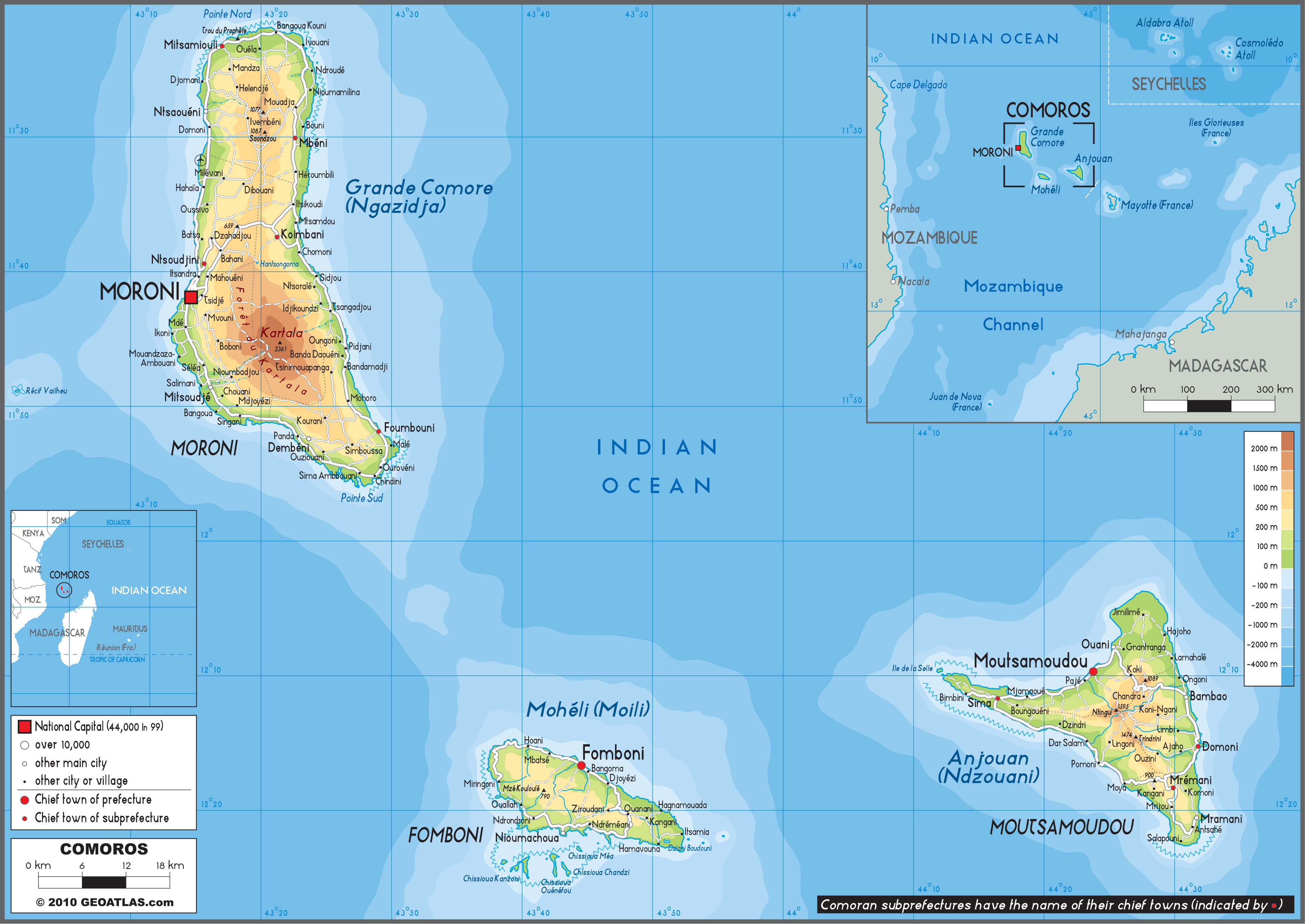 Comoros Physical Wall Map by GraphiOgre - MapSales