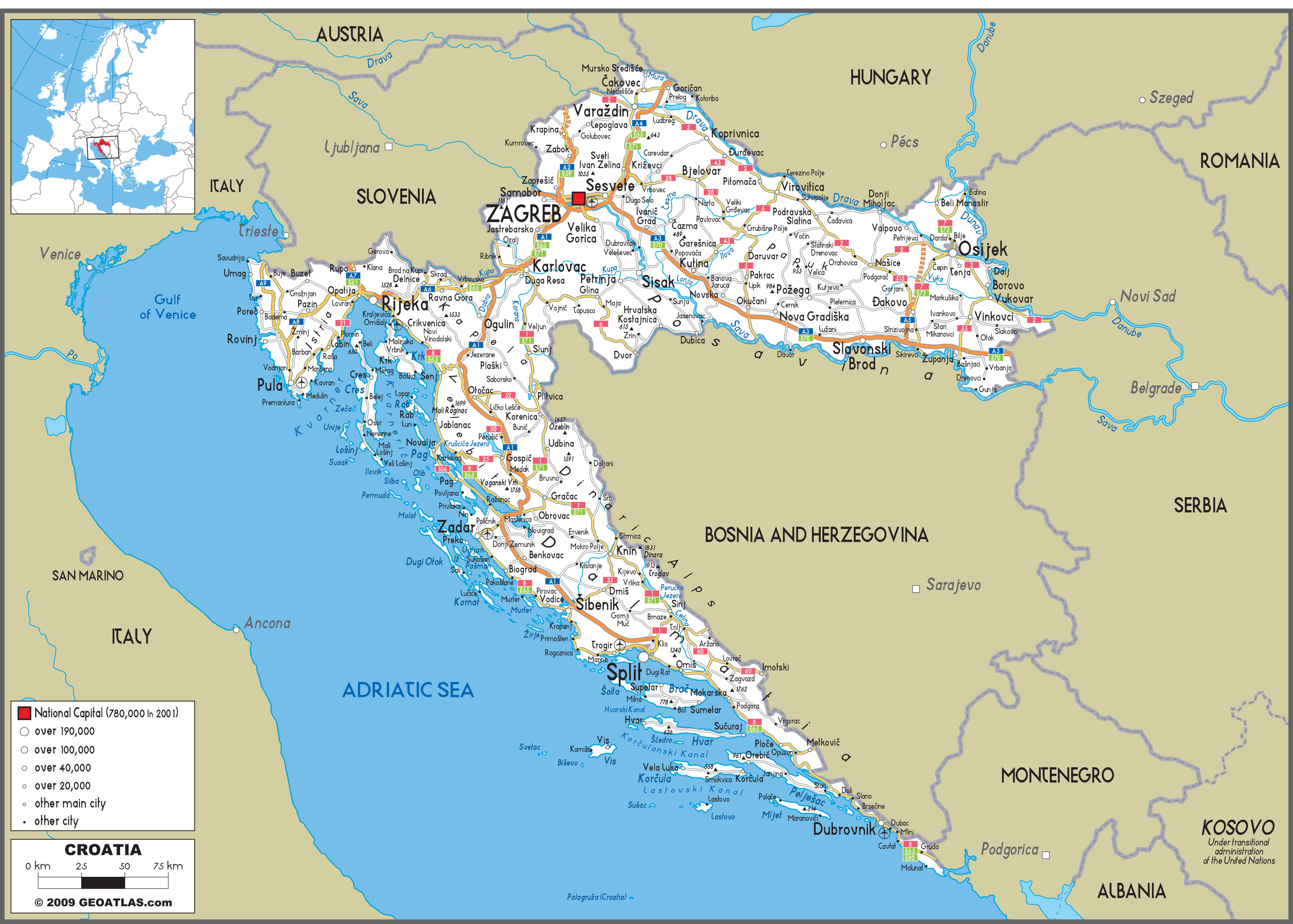 Croatia Road Wall Map by GraphiOgre - MapSales