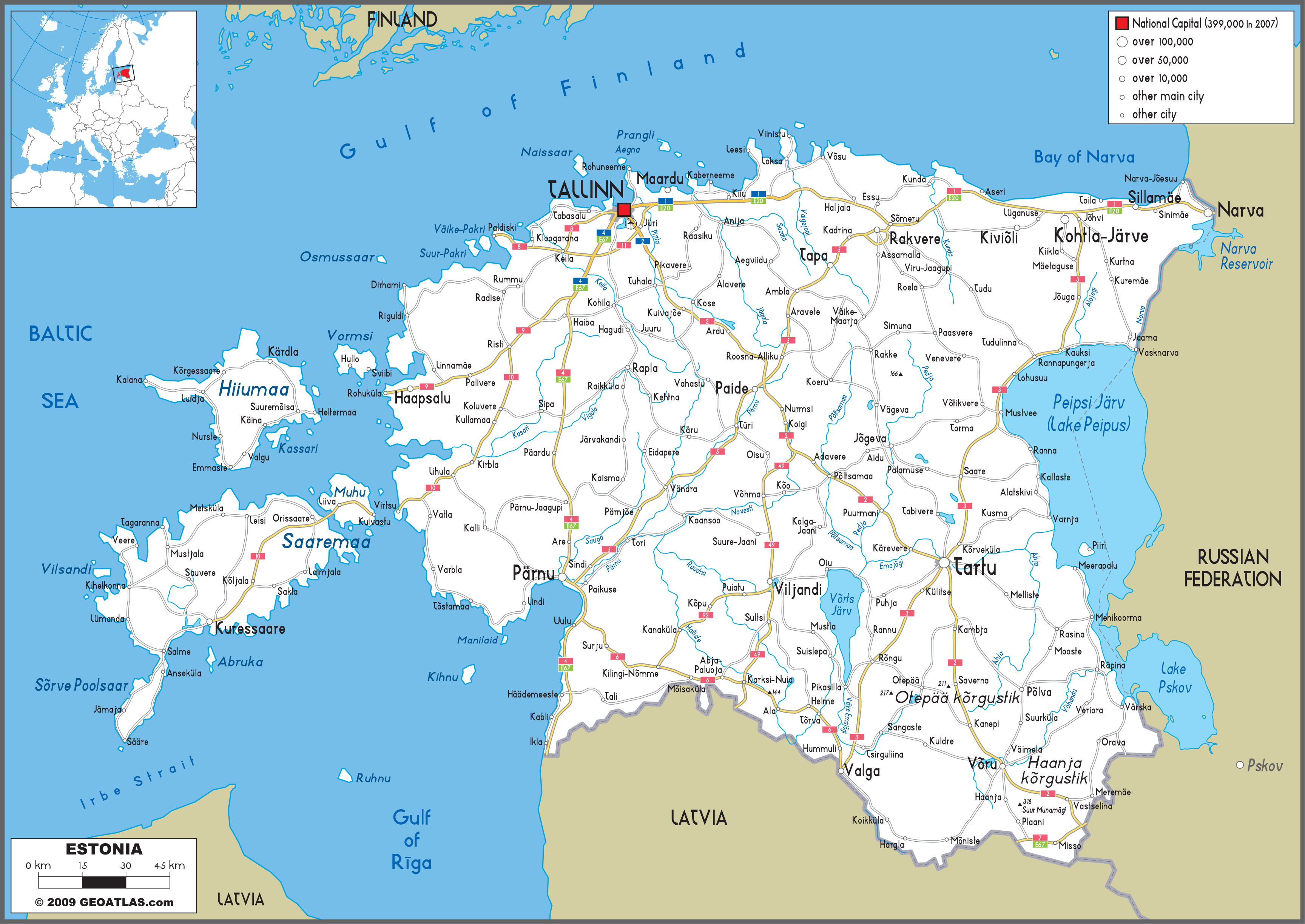 Estonia Road Wall Map by GraphiOgre - MapSales
