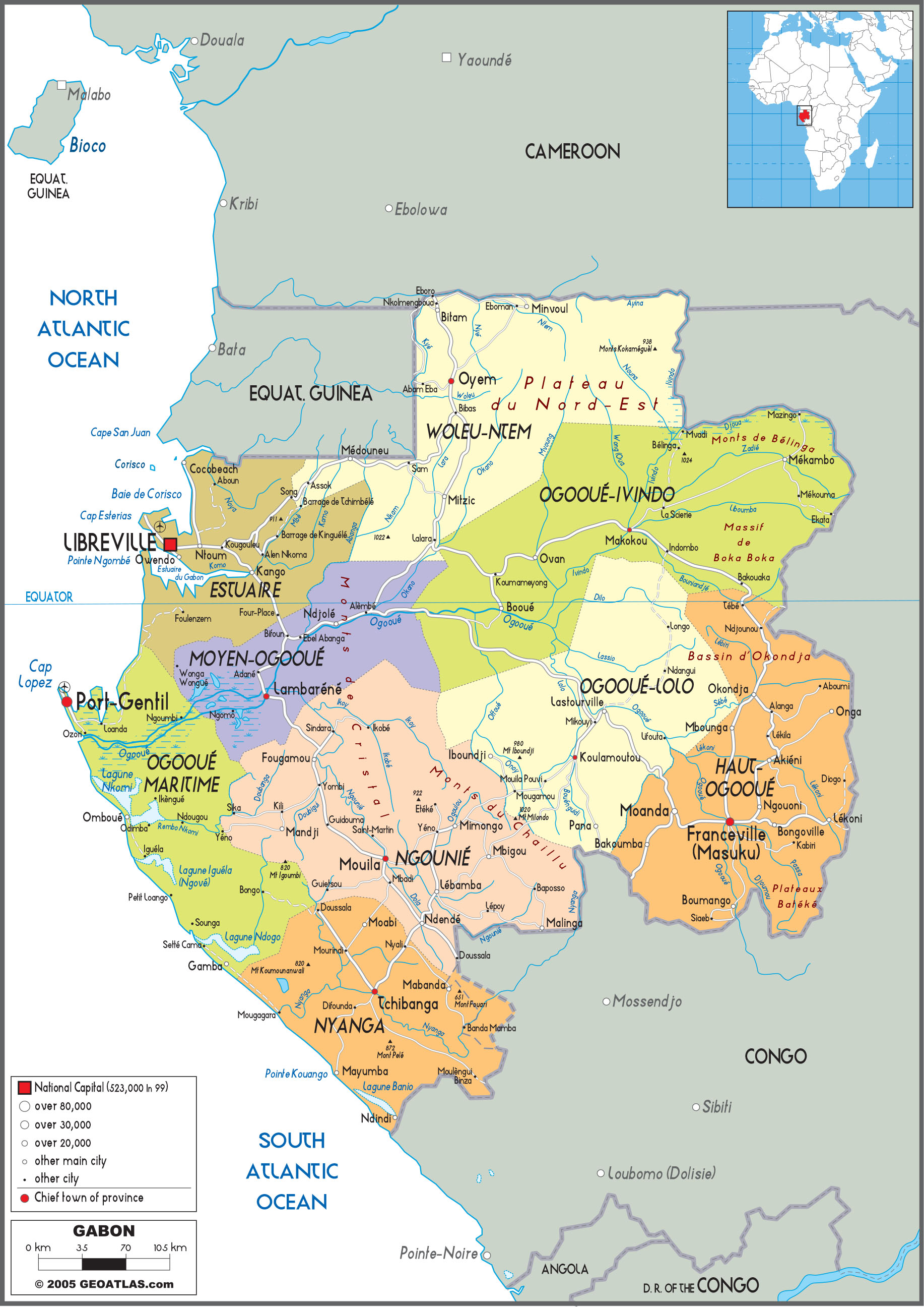 Gabon Political Wall Map by GraphiOgre - MapSales