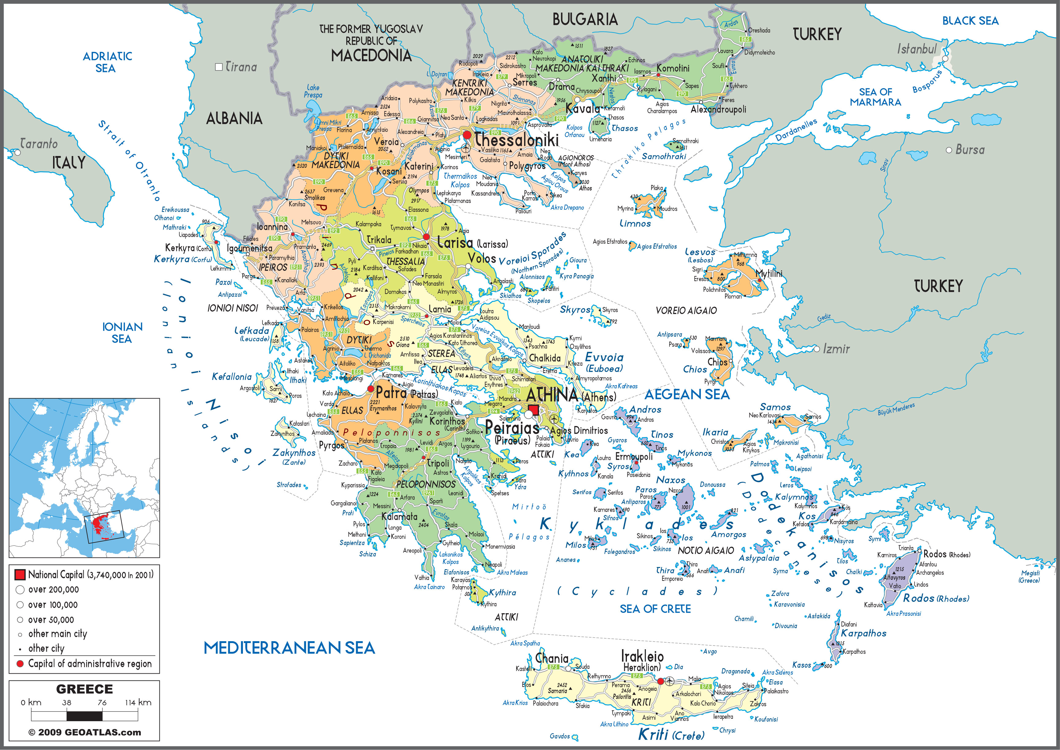 Greece Political Wall Map by GraphiOgre - MapSales