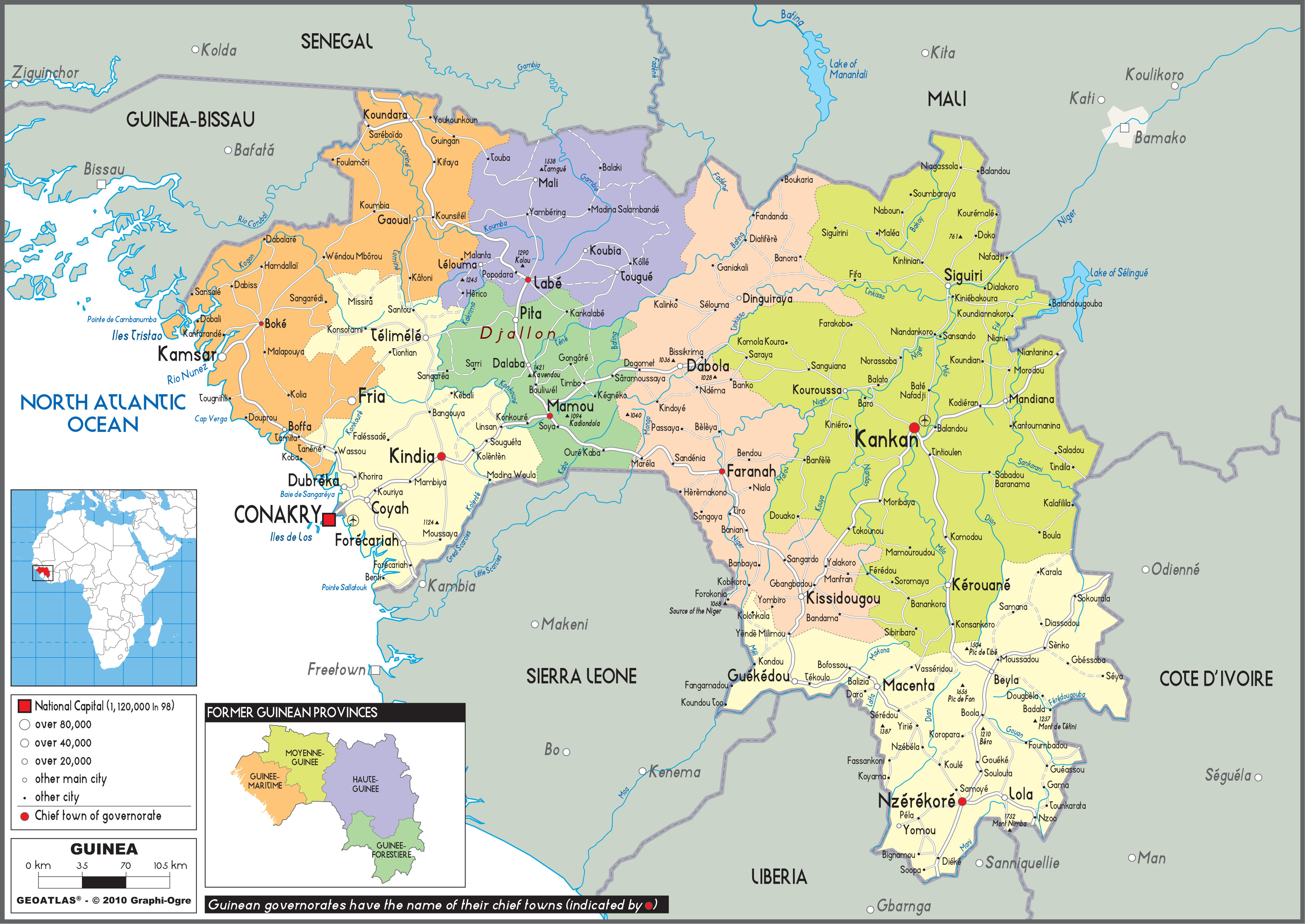 Guinea Political Wall Map by GraphiOgre - MapSales