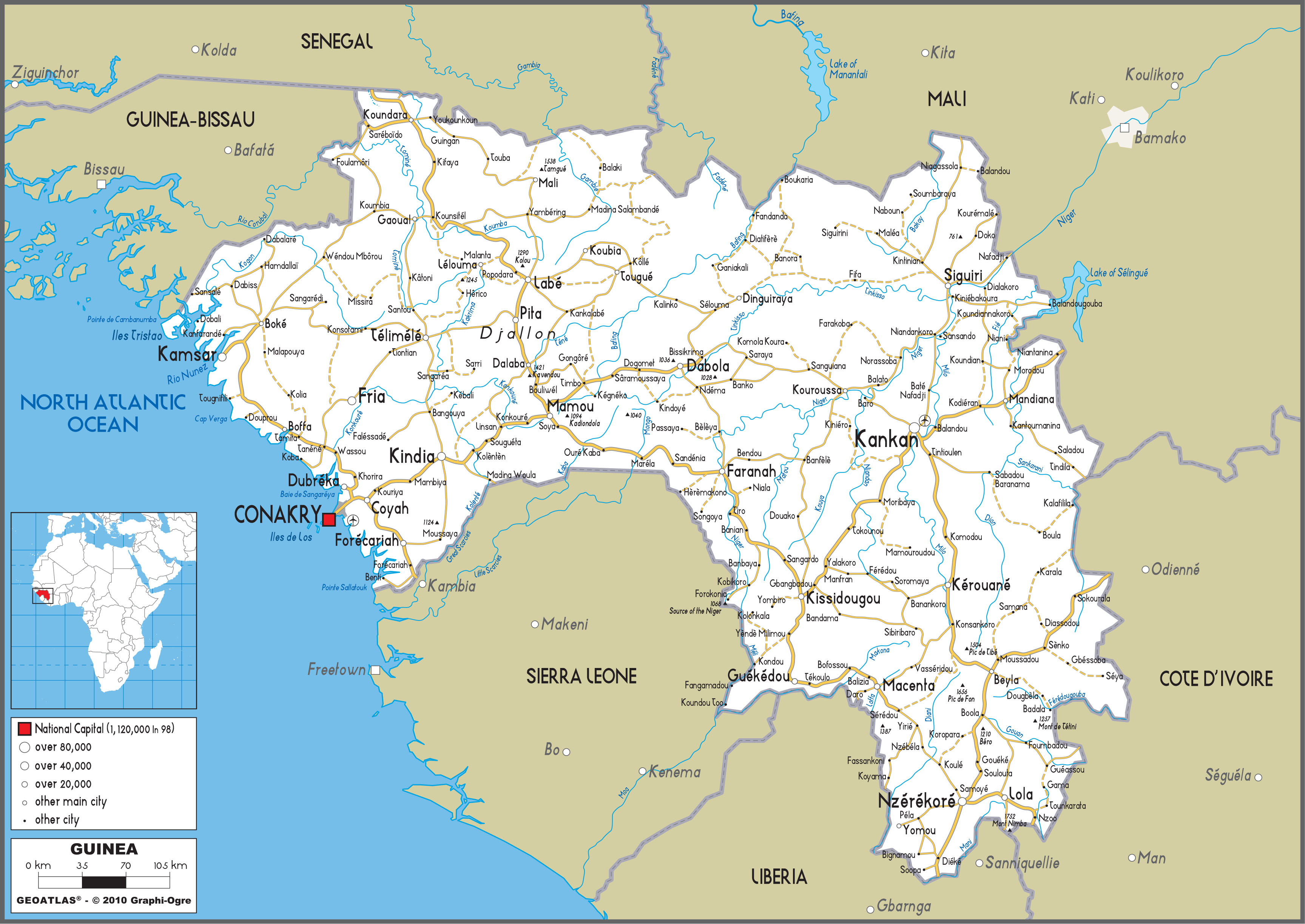 Guinea Road Wall Map by GraphiOgre - MapSales