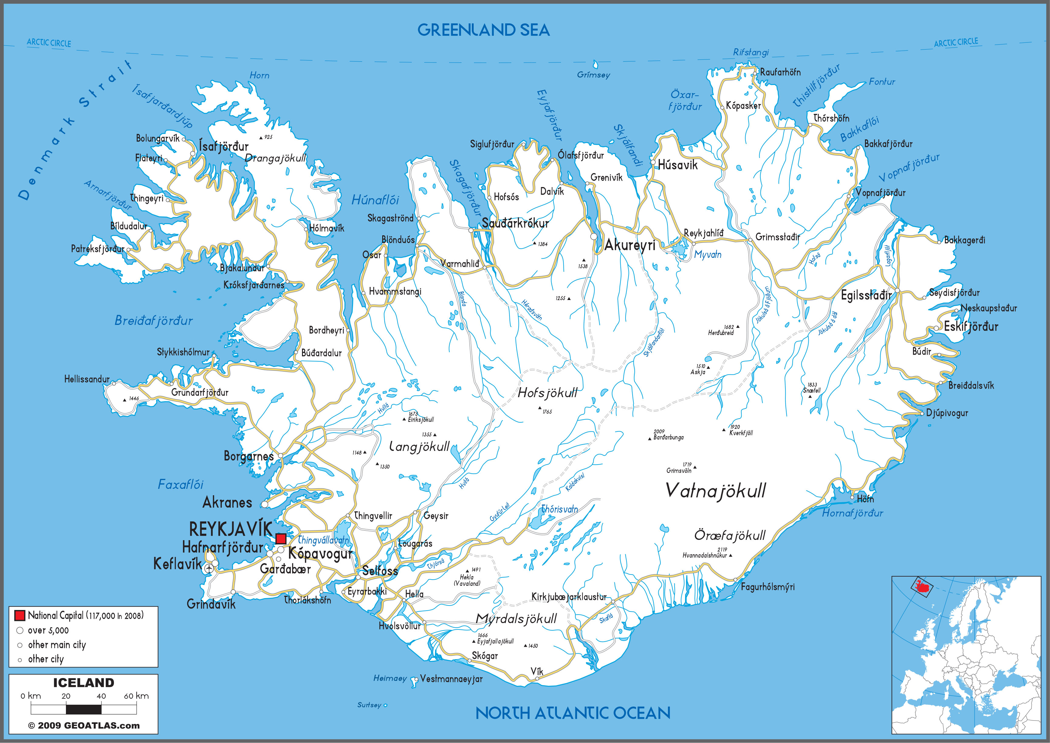 Iceland Road Wall Map by GraphiOgre - MapSales Iceland Road Wall Map by GraphiOgre - MapSales