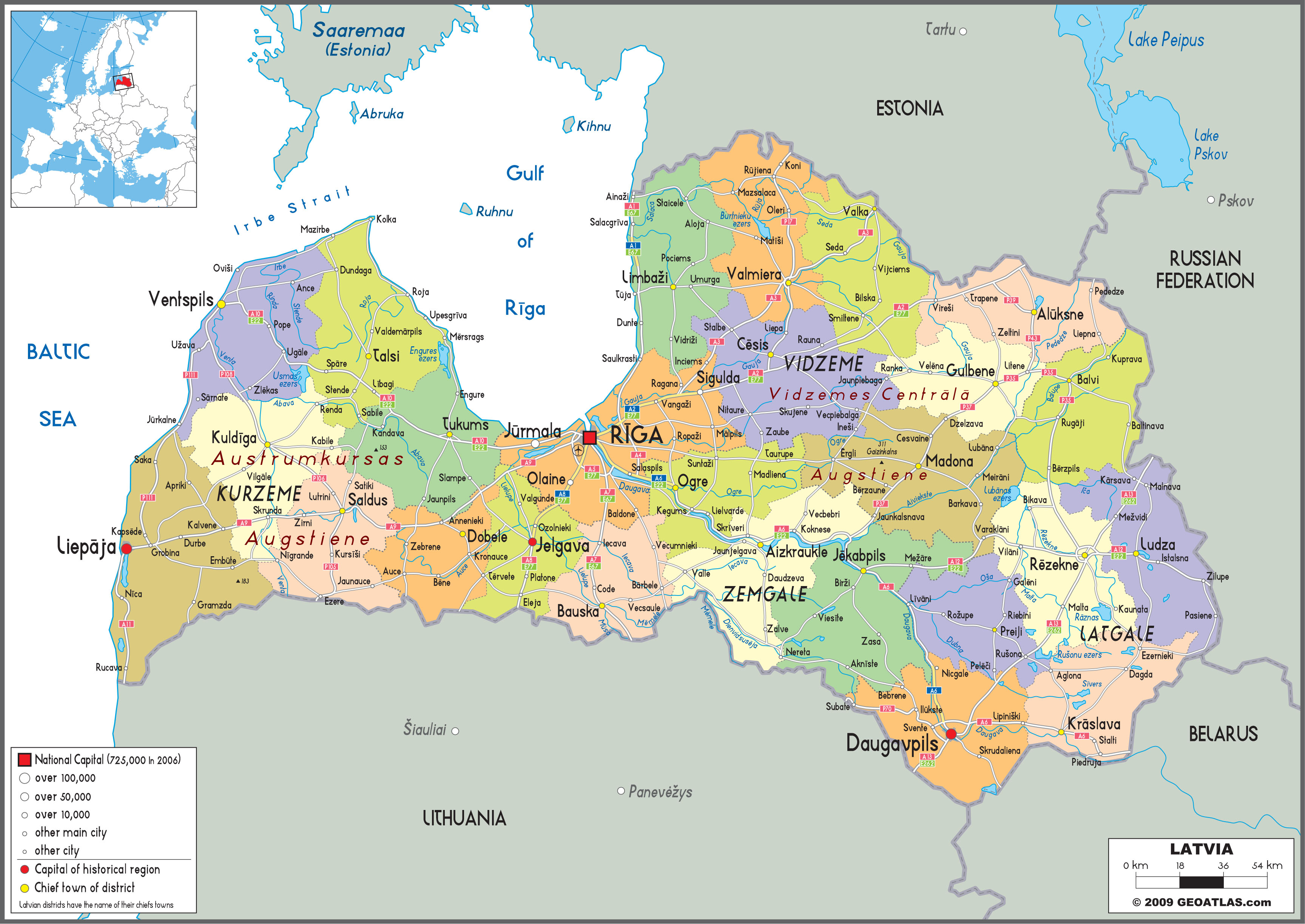 Latvia Political Wall Map by GraphiOgre - MapSales