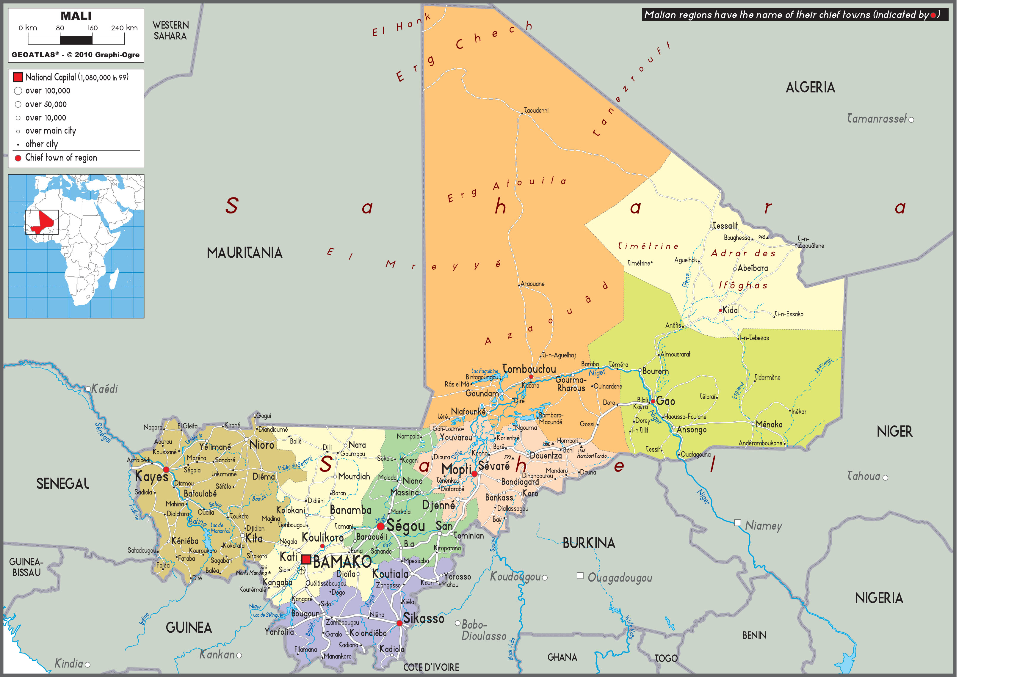 Mali Political Wall Map by GraphiOgre