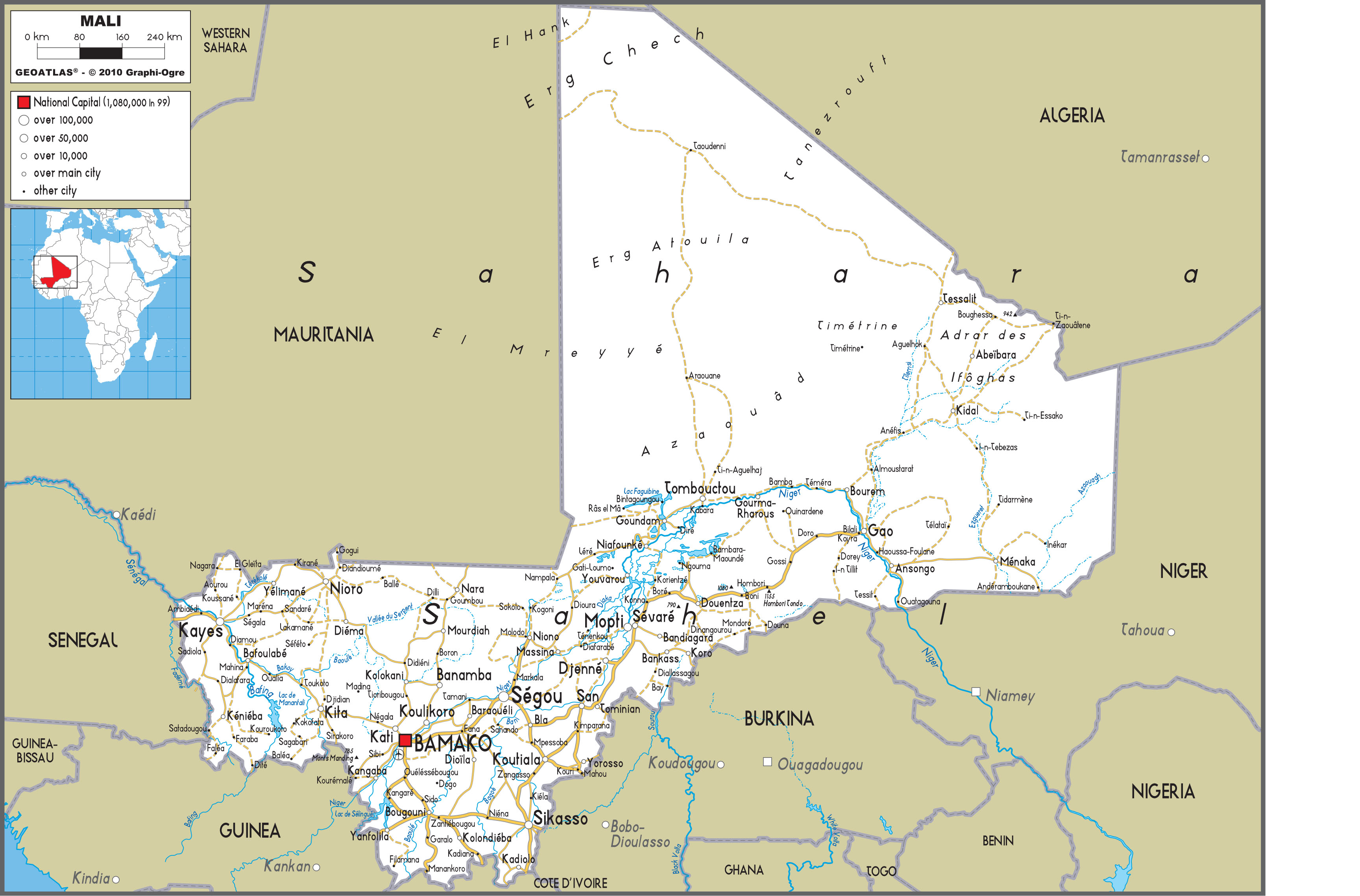 Mali Road Wall Map by GraphiOgre - MapSales