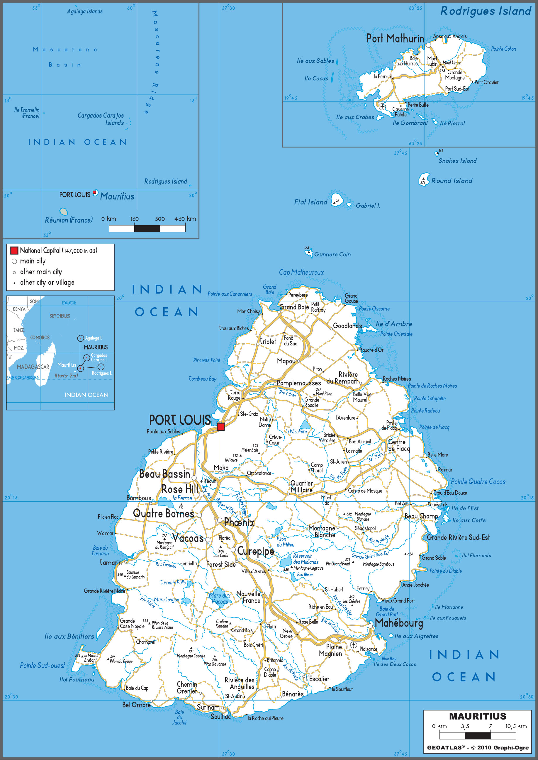 Mauritius Road Wall Map by GraphiOgre - MapSales