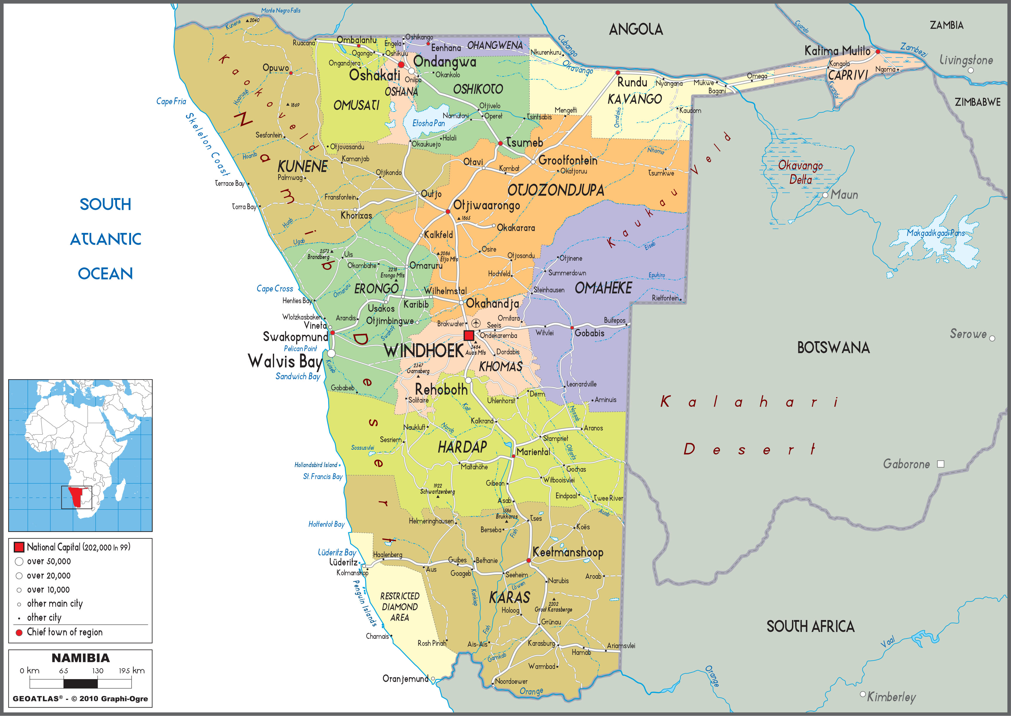 Namibia Political Wall Map by GraphiOgre - MapSales