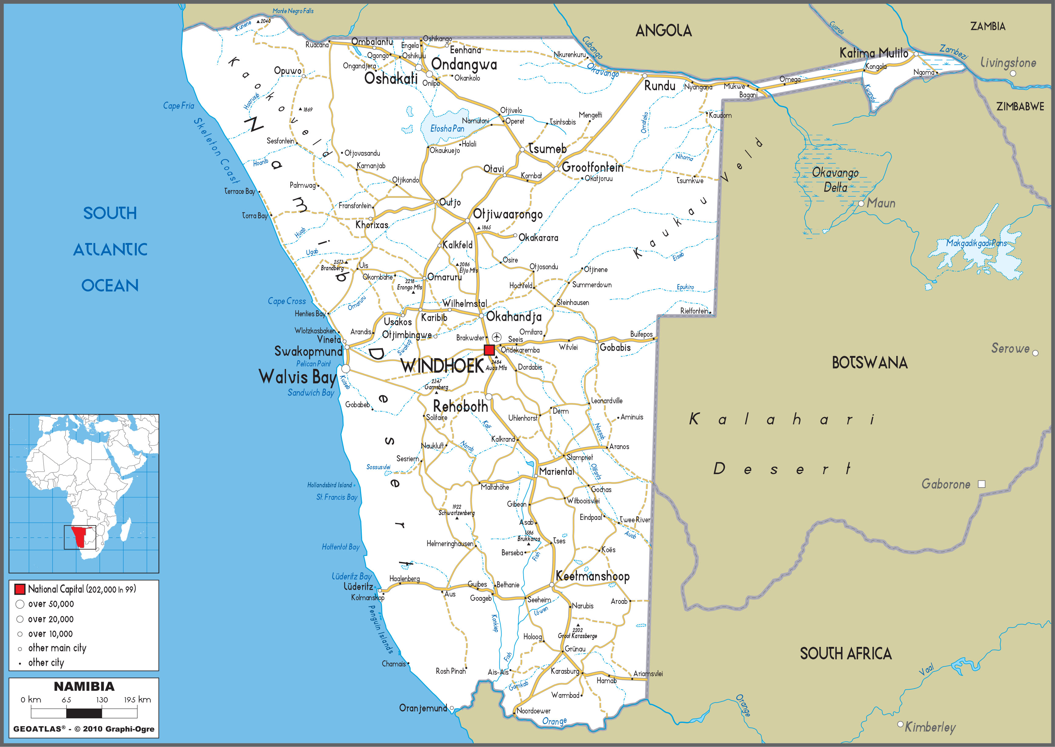Namibia Road Wall Map by GraphiOgre - MapSales