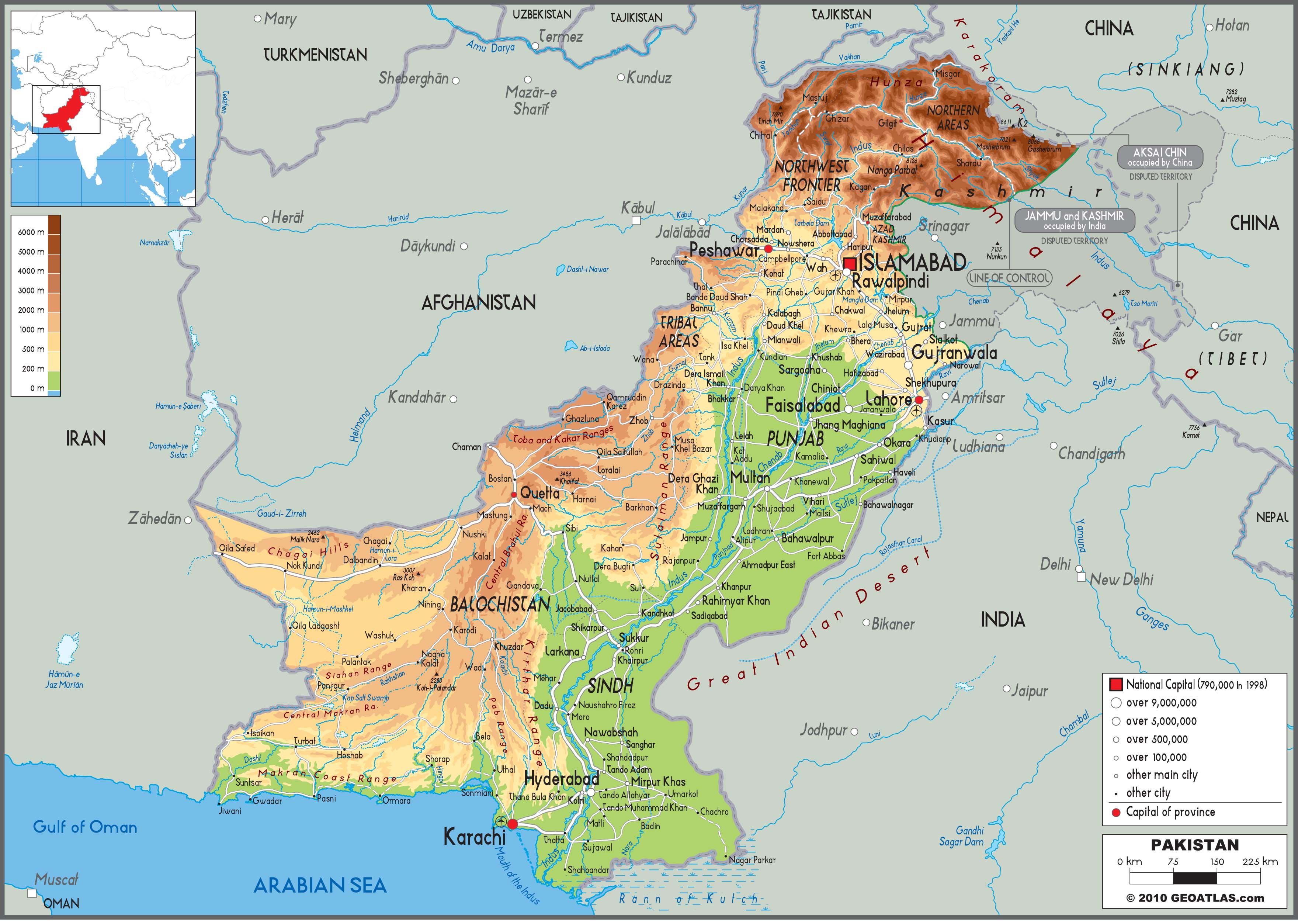 Pakistan Physical Wall Map by GraphiOgre Pakistan Physical Wall Map by GraphiOgre