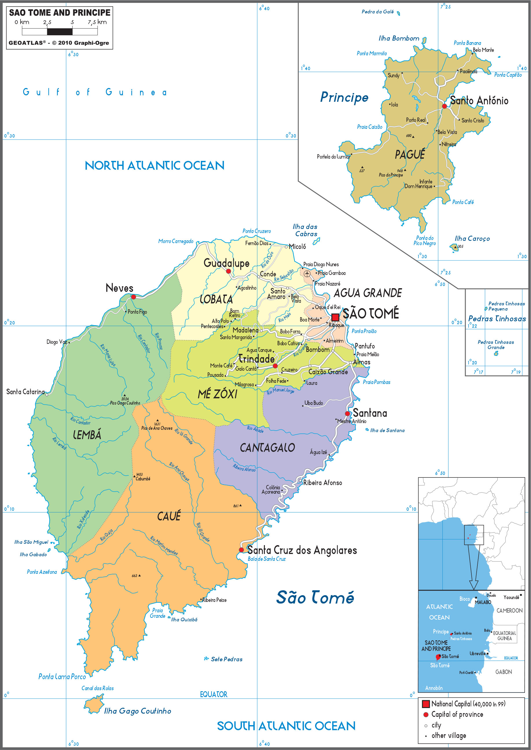 Sao-tome Political Wall Map by GraphiOgre - MapSales