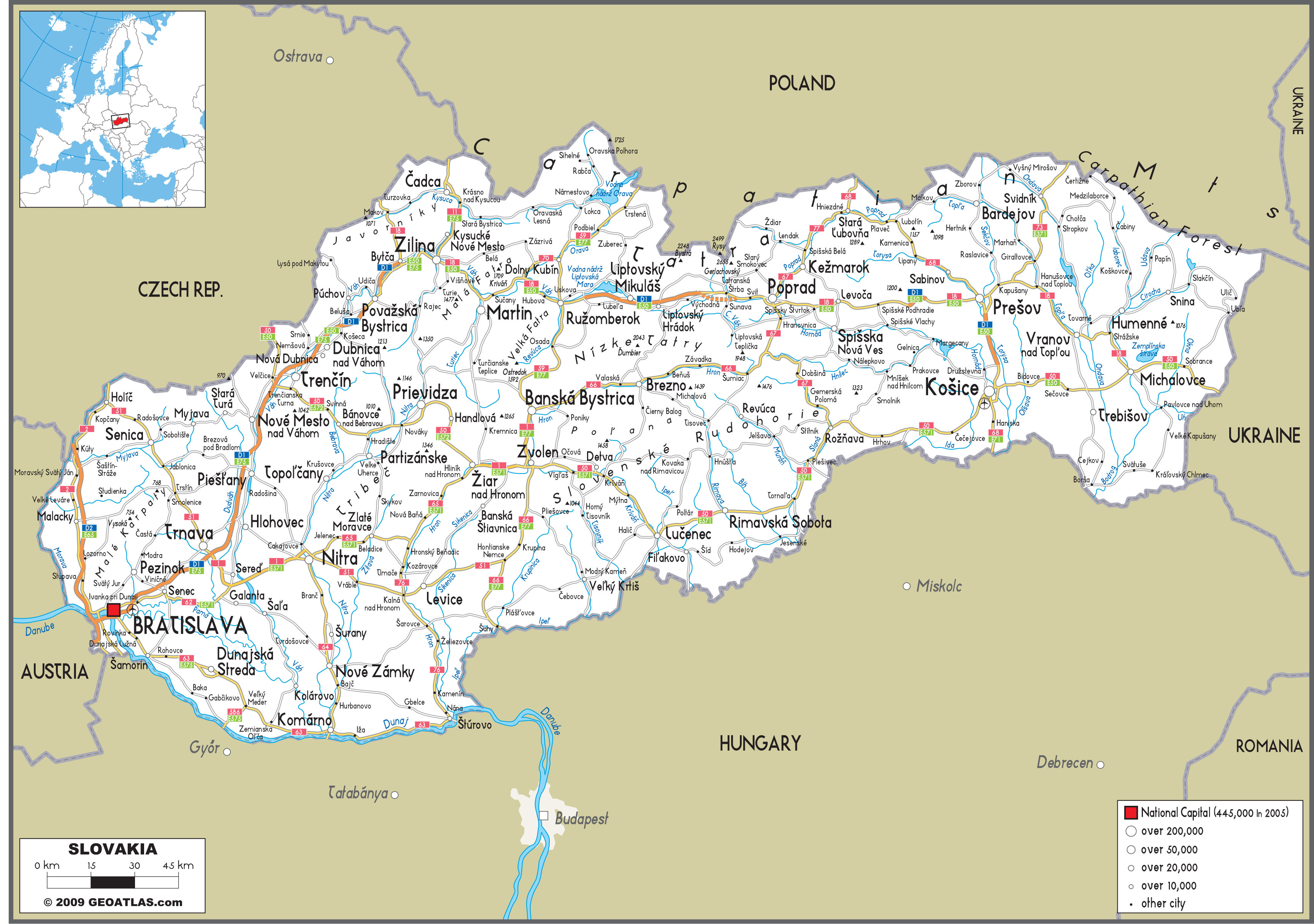Slovakia Road Wall Map by GraphiOgre - MapSales