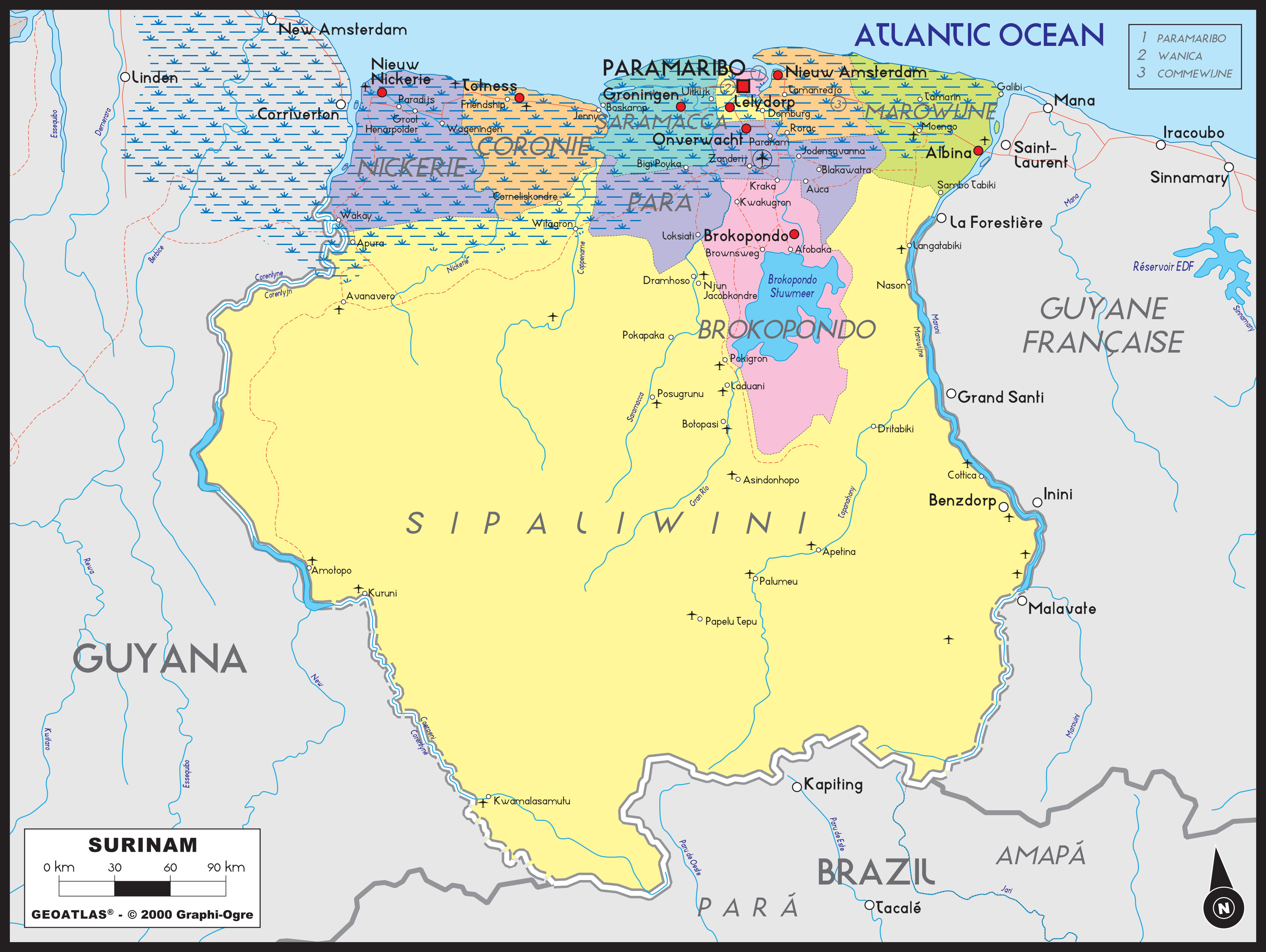 Surinam Political Wall Map by GraphiOgre - MapSales