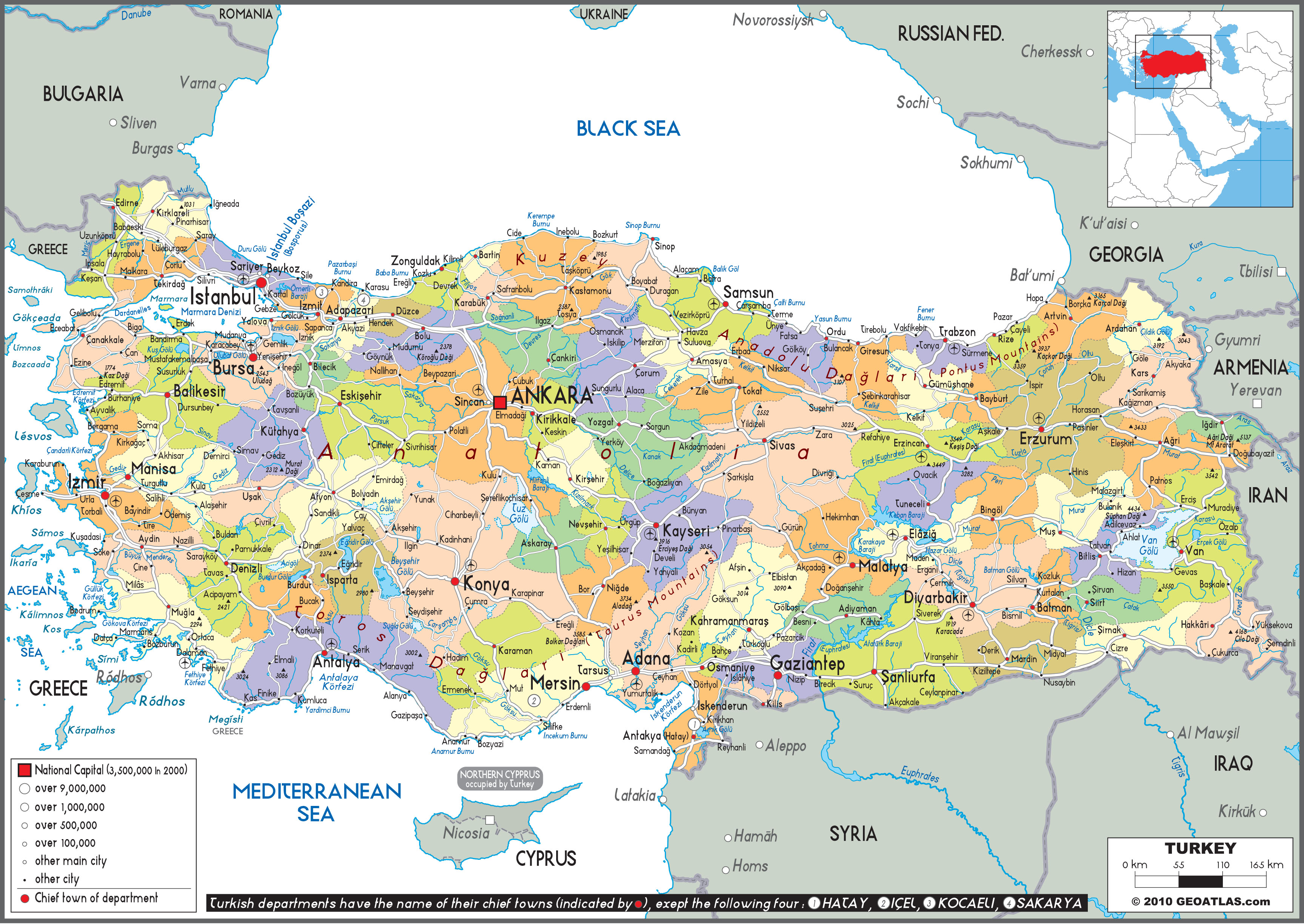 Turkey Political Wall Map by GraphiOgre - MapSales