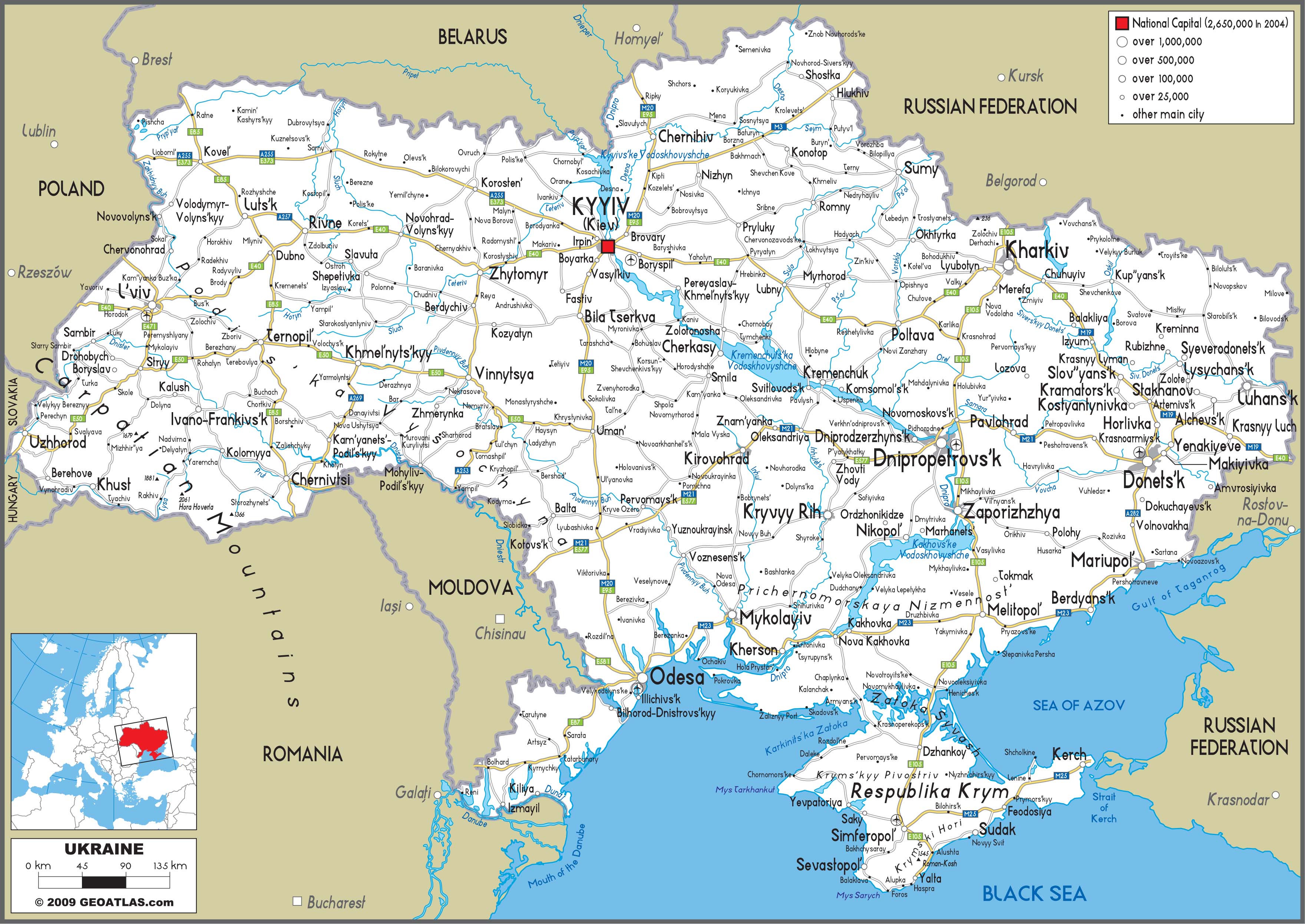 Ukraine Road Wall Map by GraphiOgre - MapSales.com