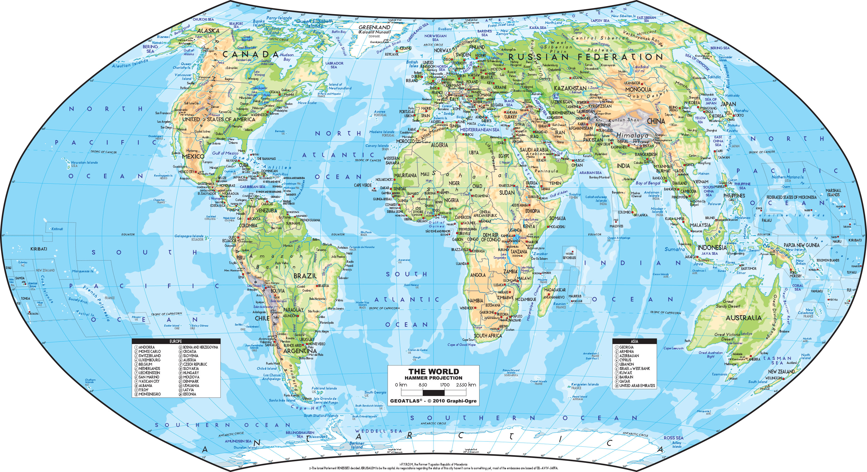 World Physical Wall Map - Hammer Projection by GraphiOgre - MapSales