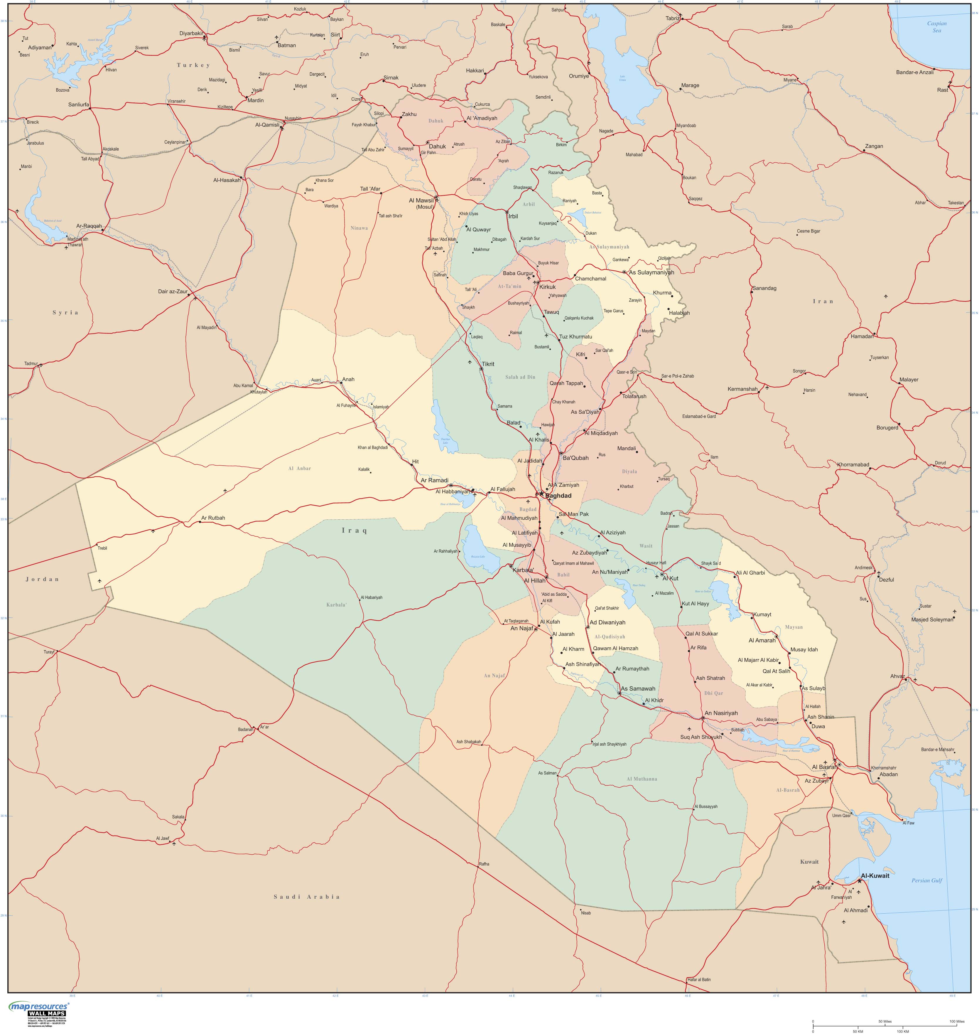 Iraq Wall Map by Map Resources - MapSales