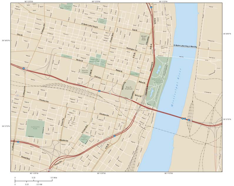 St Louis Downtown Wall Map by Map Resources - MapSales