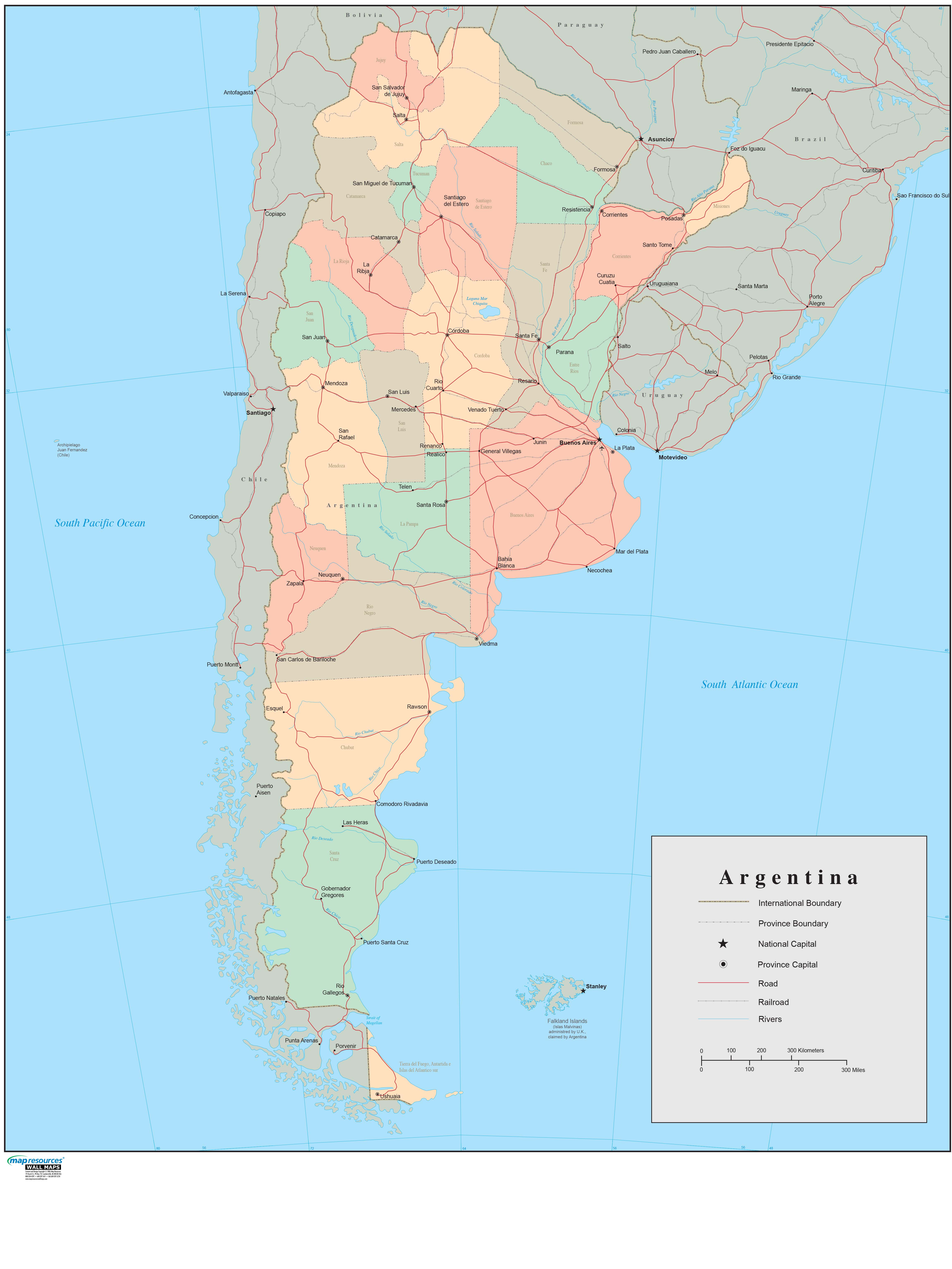 Argentina Wall Map by Map Resources - MapSales