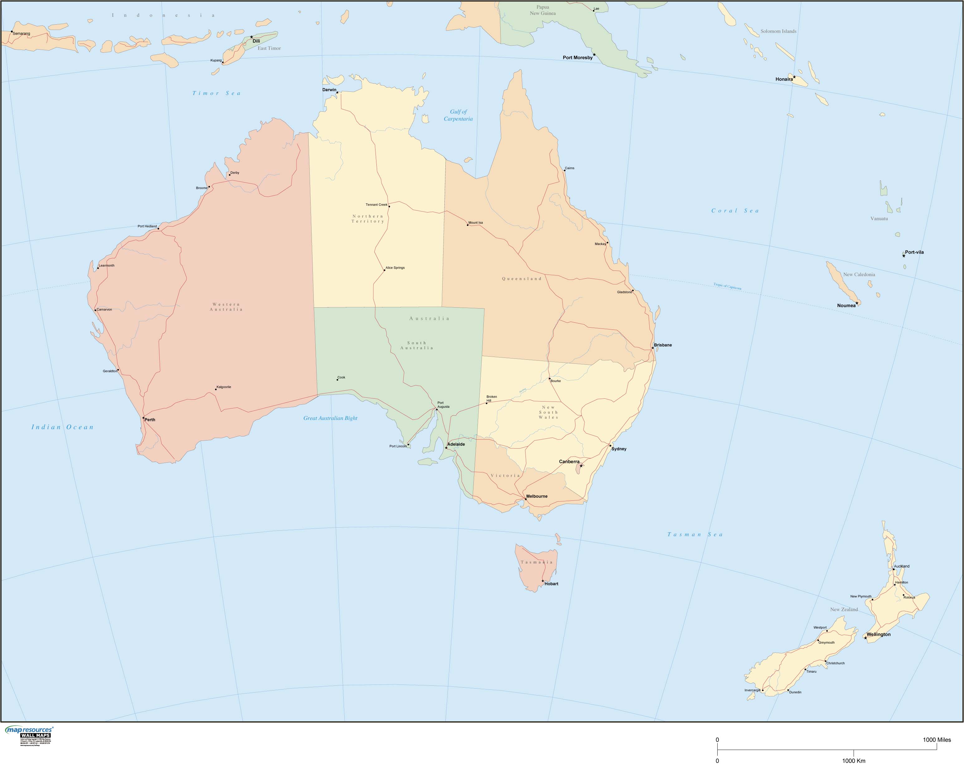 Australia Wall Map by Map Resources - Continent Maps - MapSales