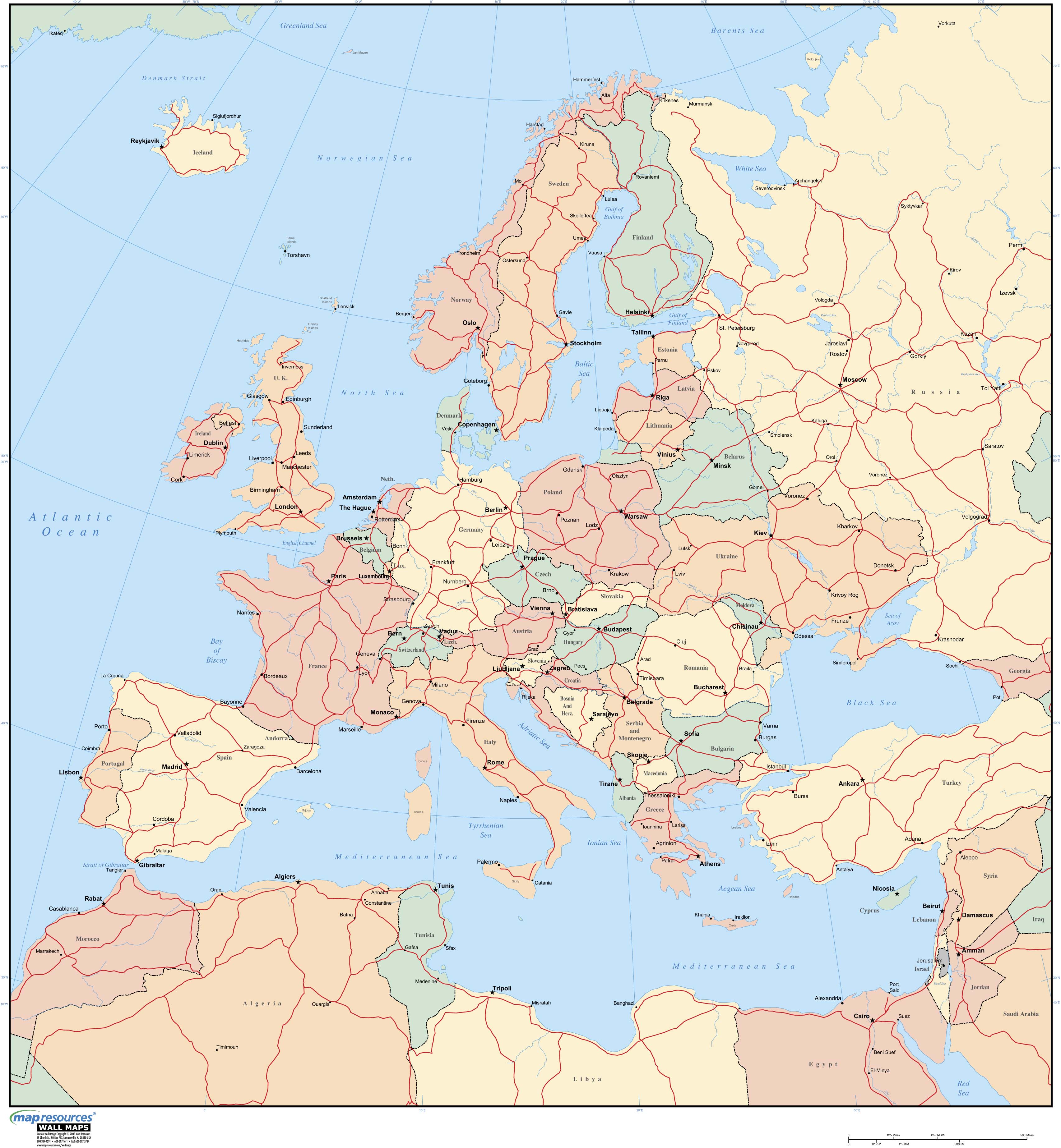 Europe Wall Map by Map Resources - MapSales