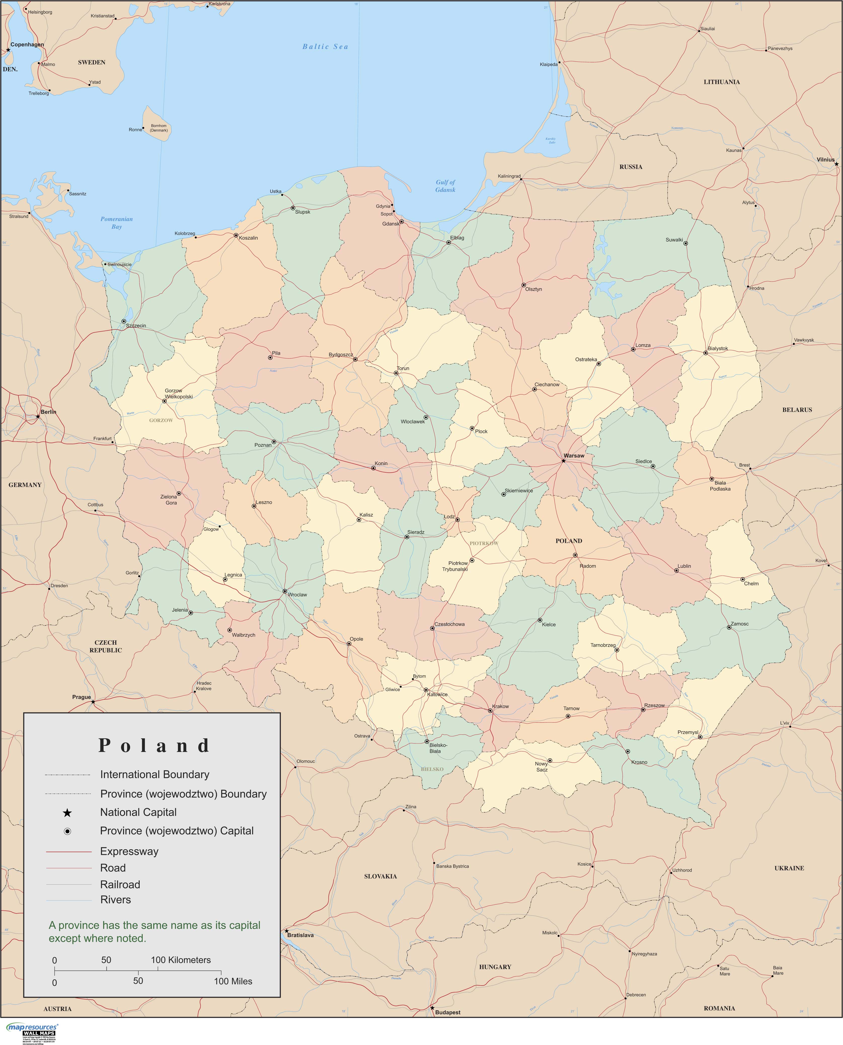 Poland Wall Map by Map Resources - MapSales