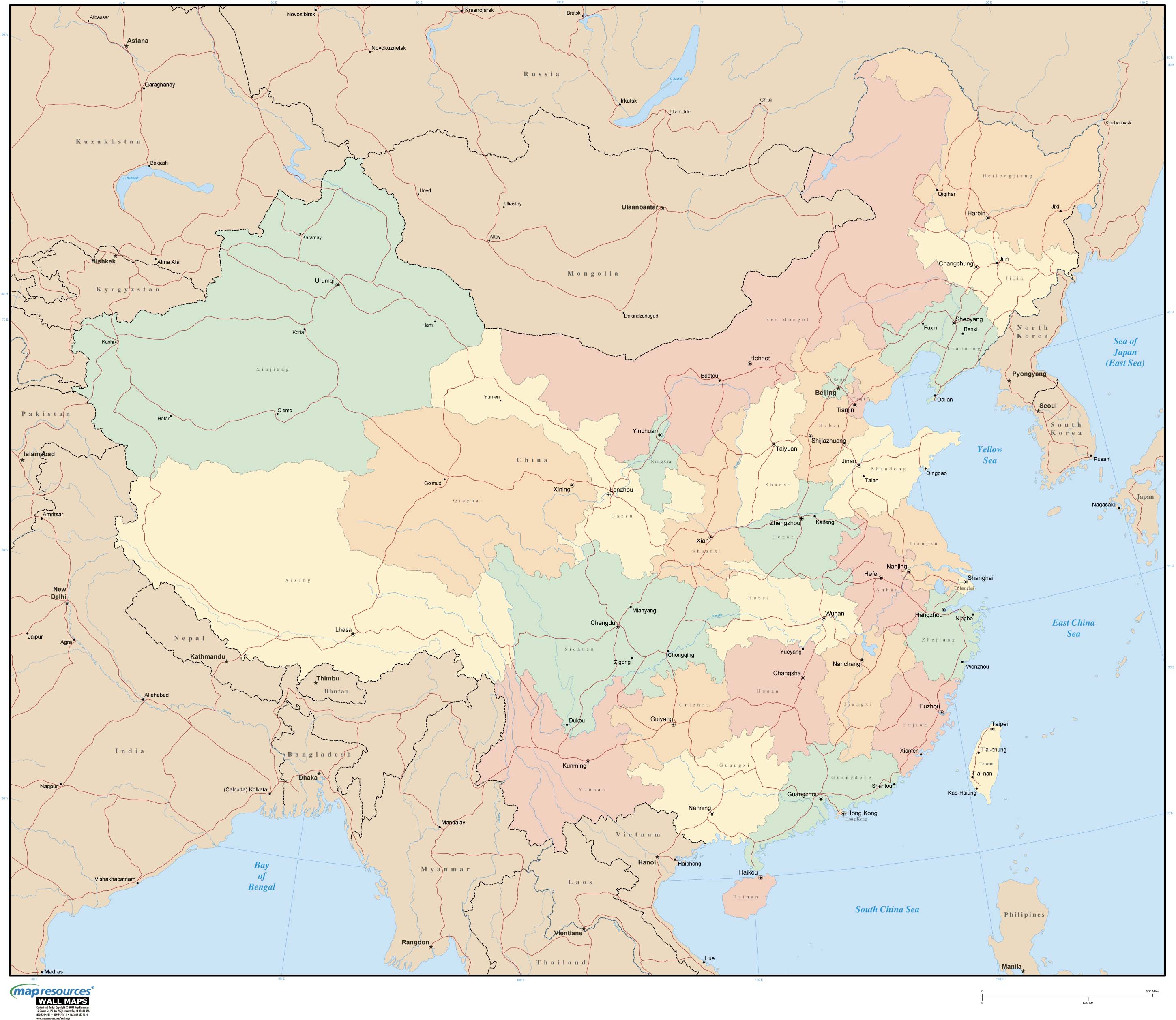 China Wall Map by Map Resources - MapSales
