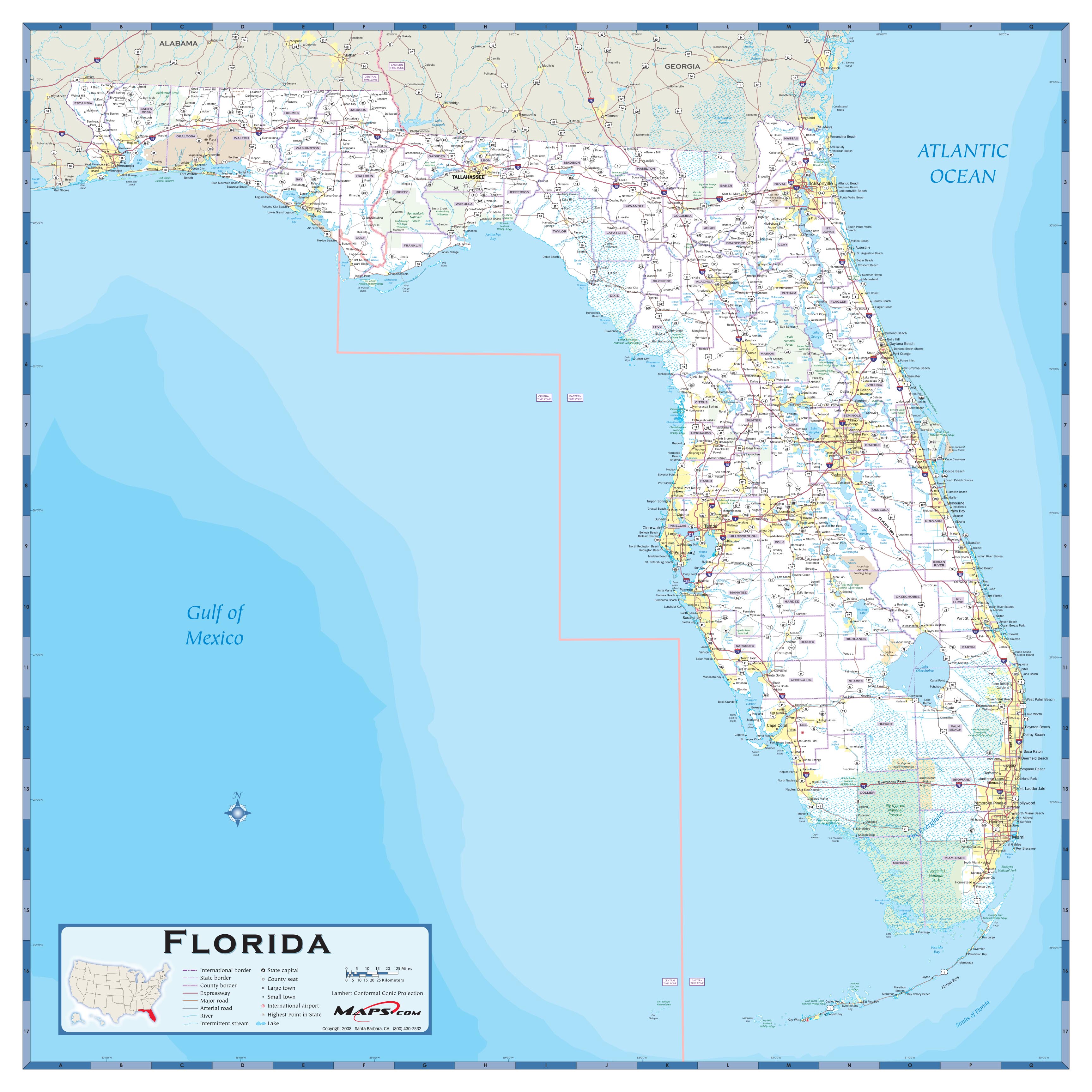 Florida County Highway Wall Map by Maps.com - MapSales