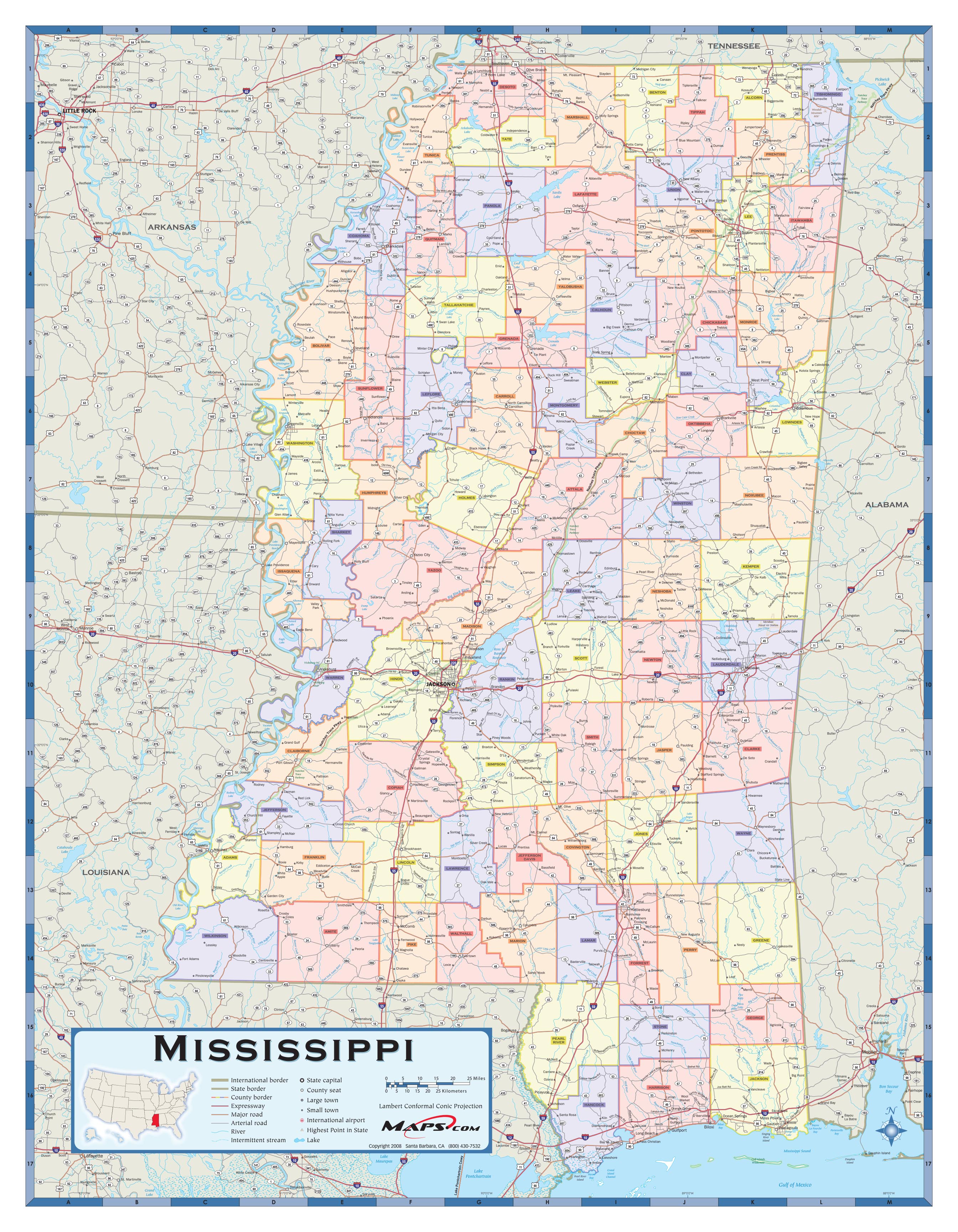 Mississippi Counties Wall Map by Maps.com - MapSales