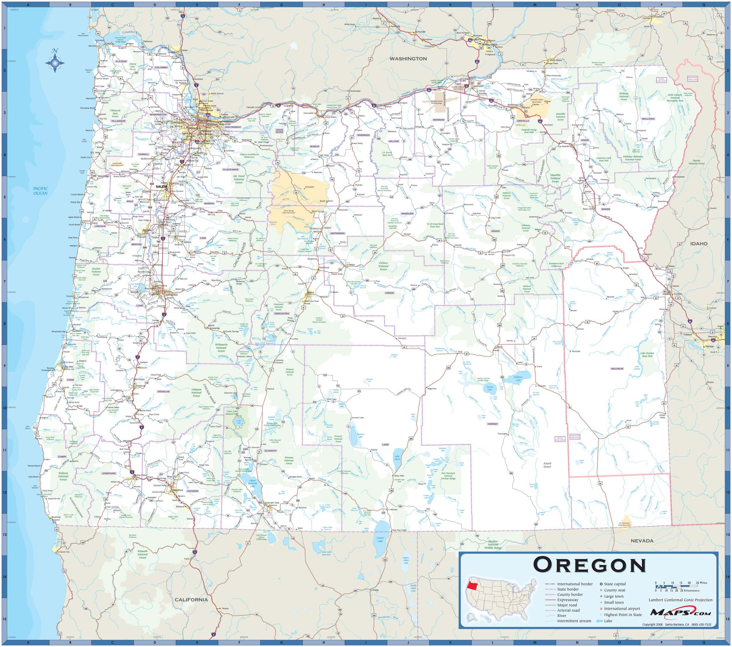 Oregon County Highway Wall Map by Maps.com - MapSales