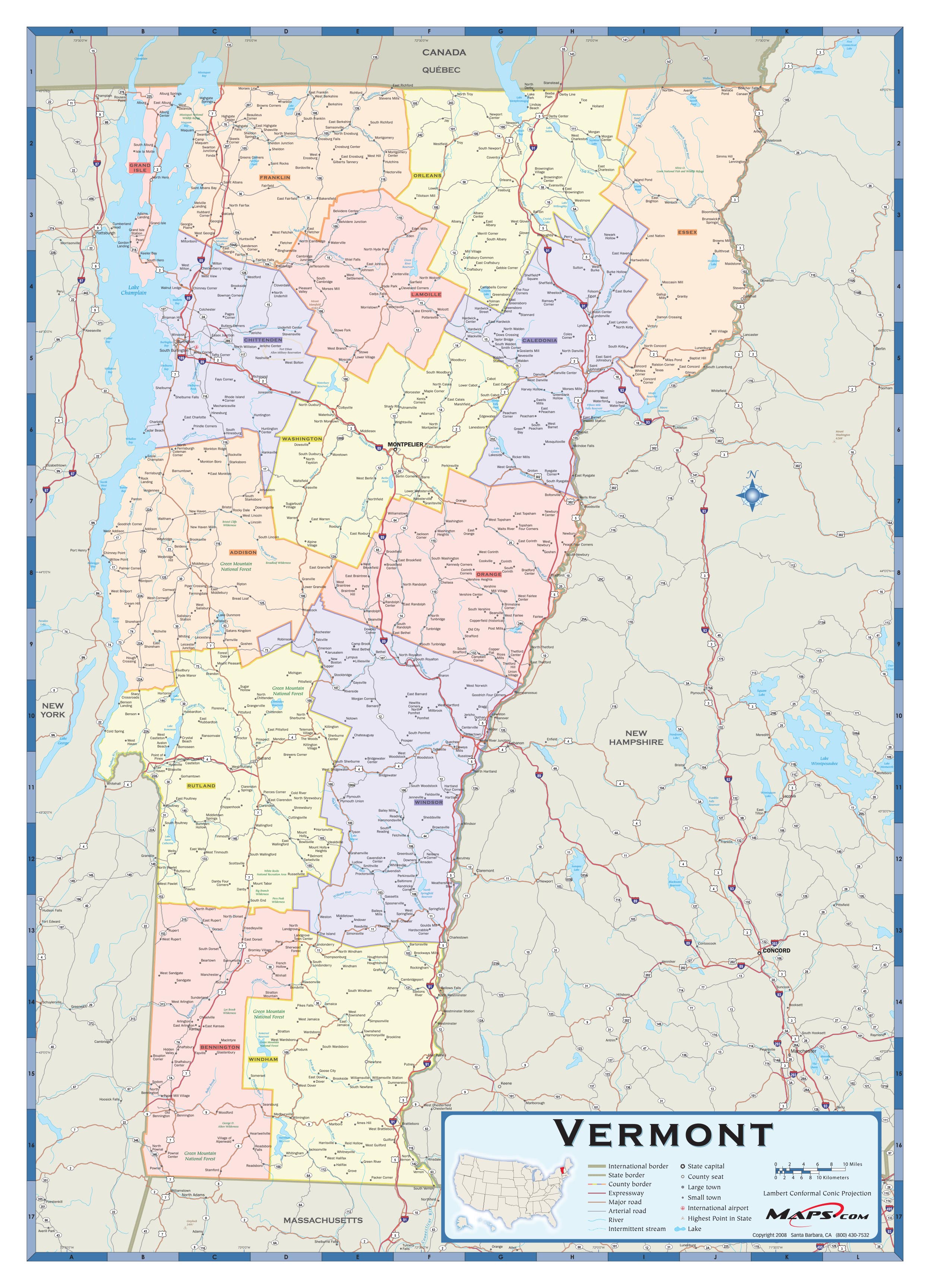 Vermont Counties Wall Map by Maps.com - MapSales