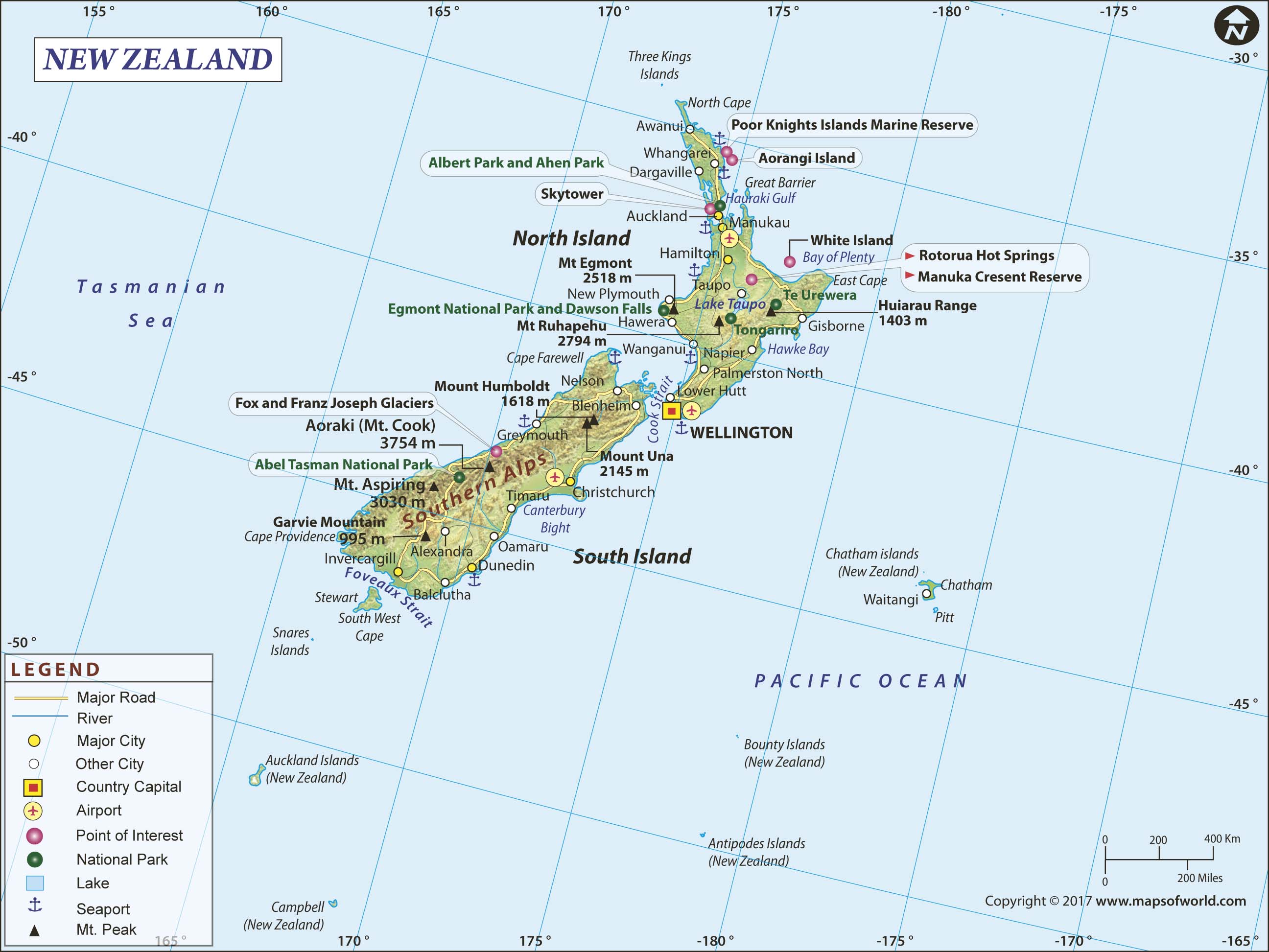 New Zealand Wall Map by Maps of World - MapSales