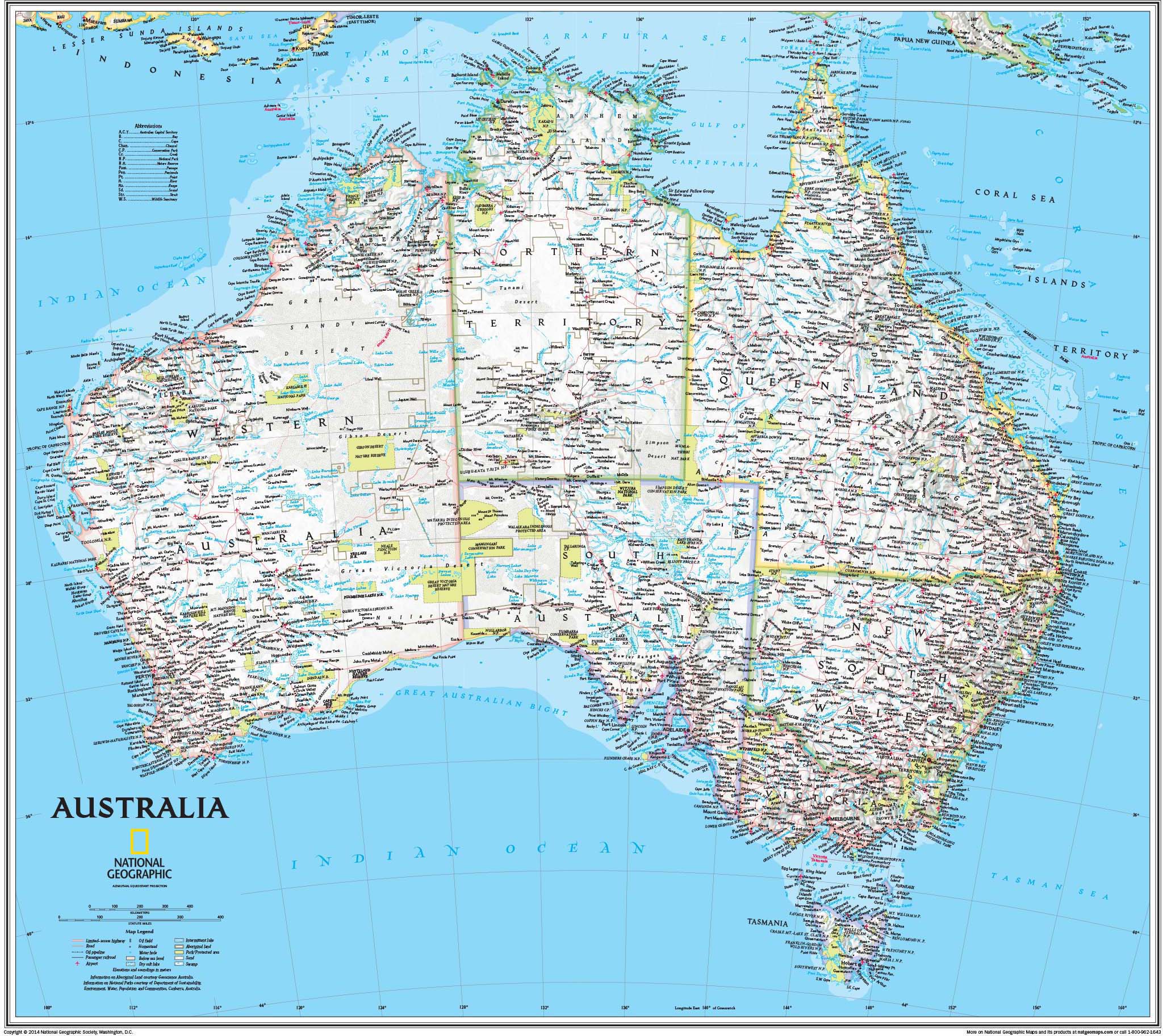 Australia Wall Map by National Geographic
