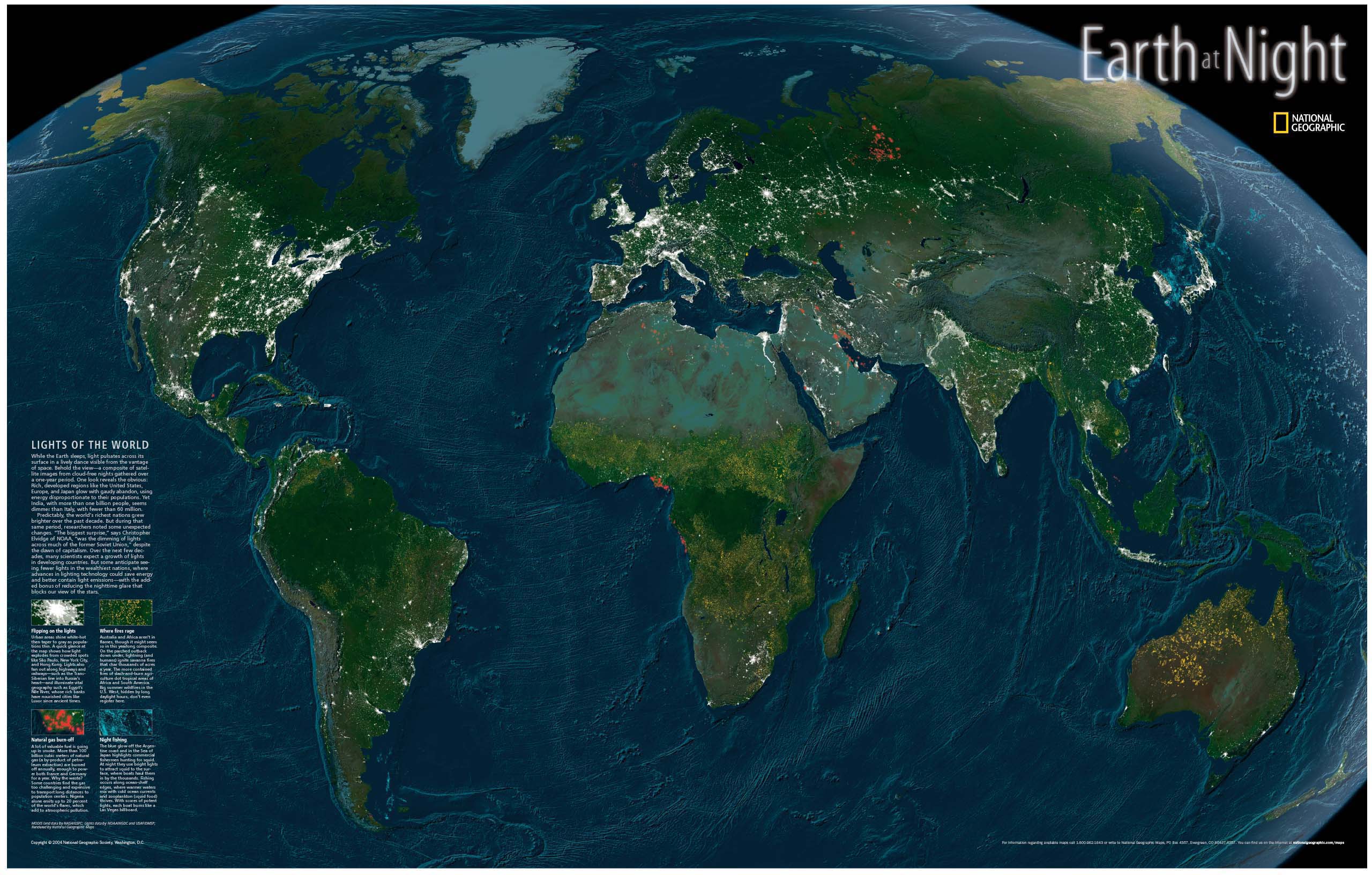 World at Night Wall Map by National Geographic - MapSales