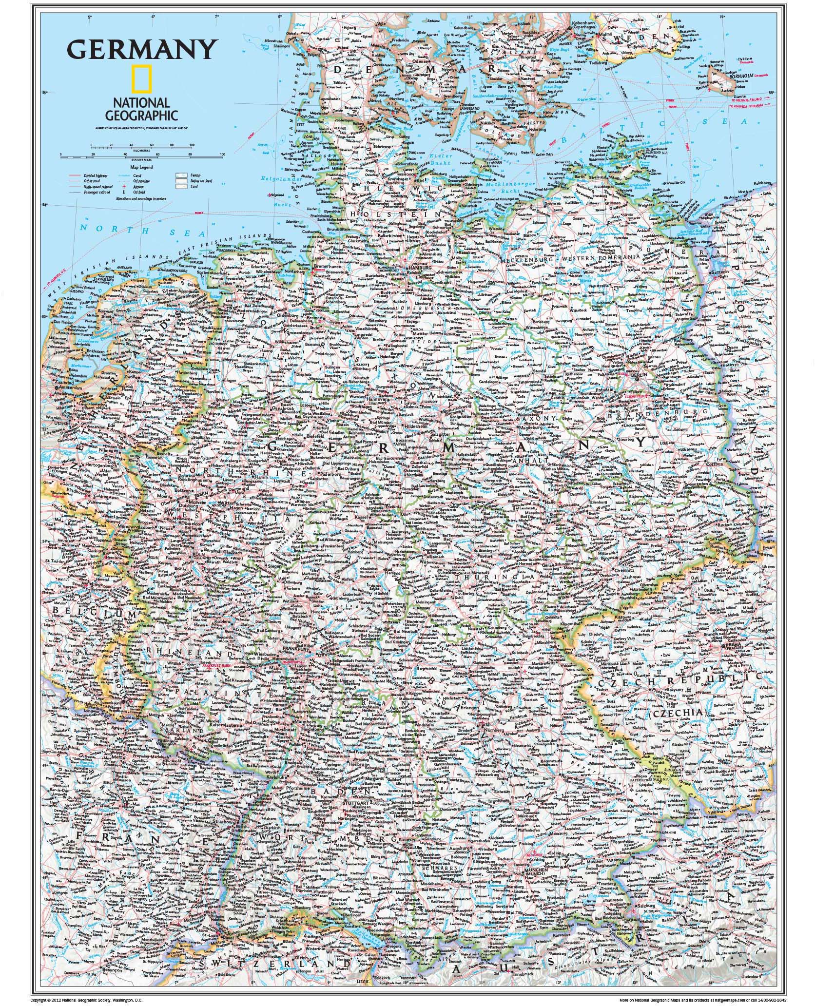 Germany Wall Map by National Geographic - MapSales