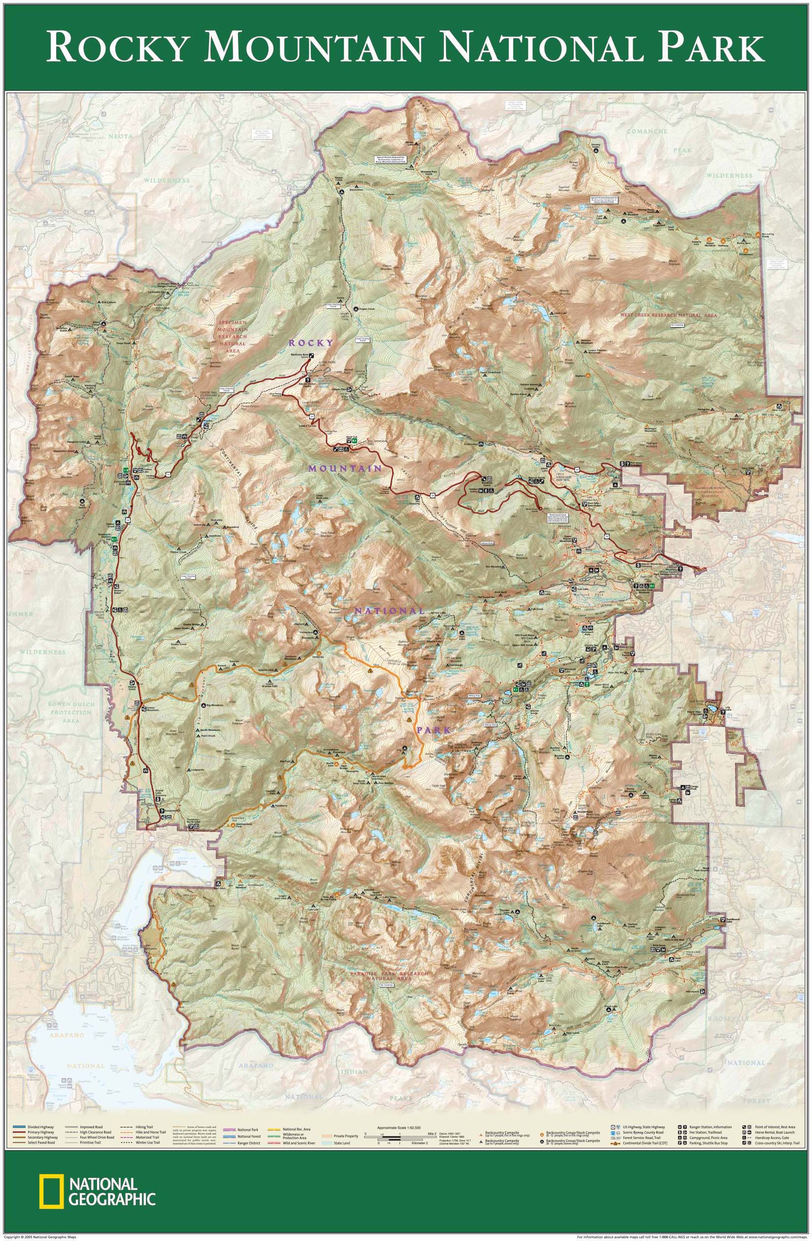 Rocky Mountain National Park Wall Map by National Geographic - MapSales
