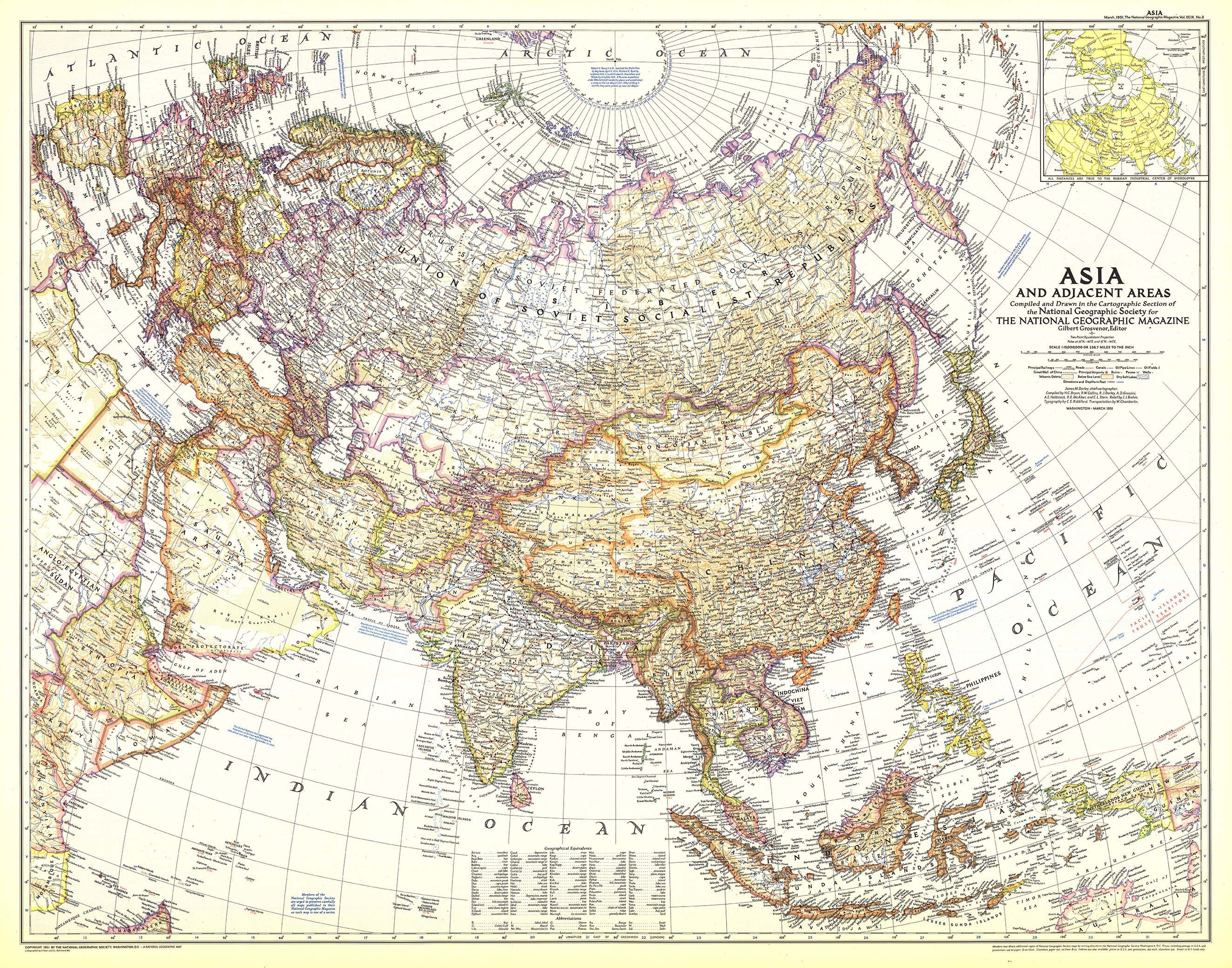 Asia 1951 Wall Map by National Geographic - MapSales