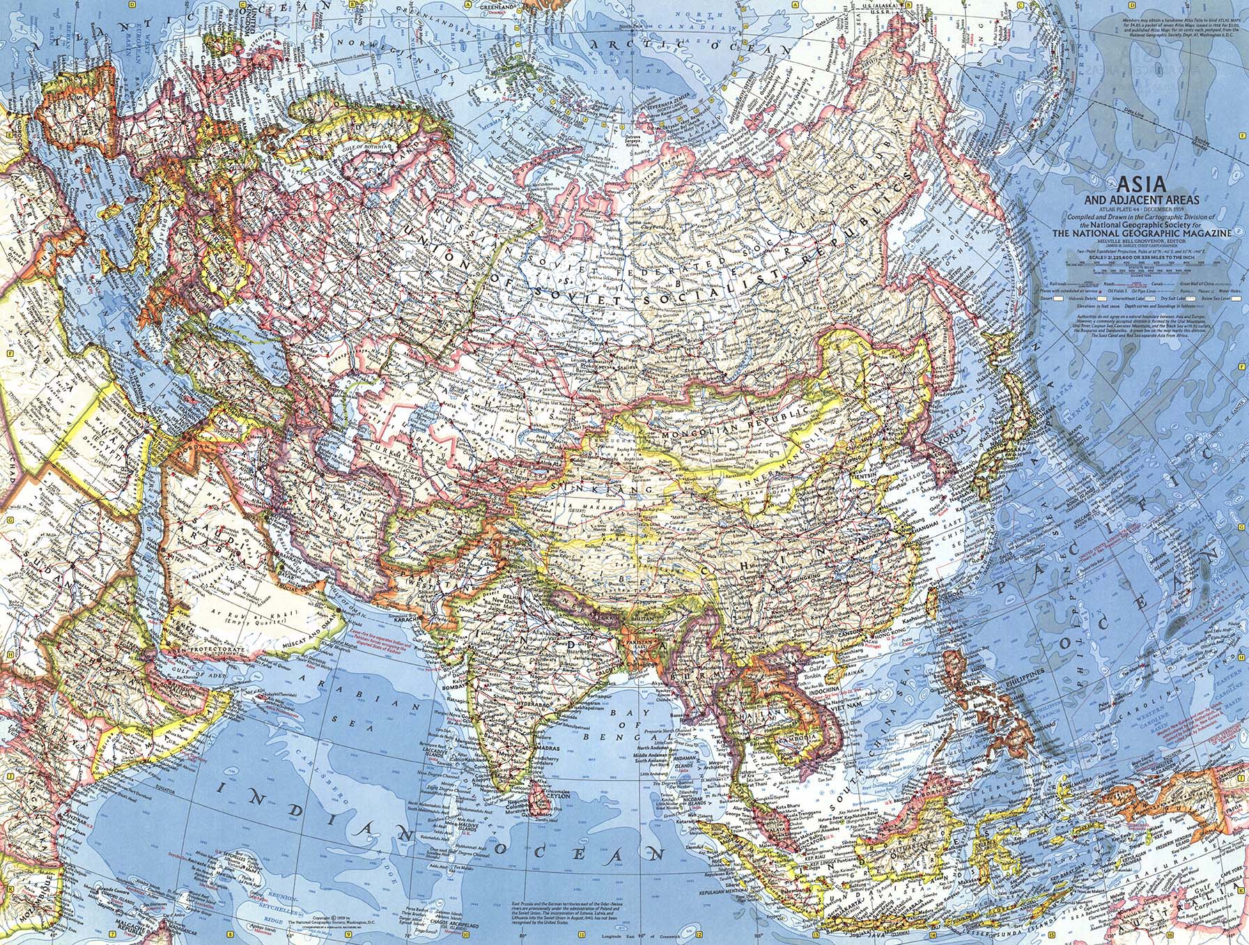 Asia 1959 Wall Map by National Geographic - MapSales
