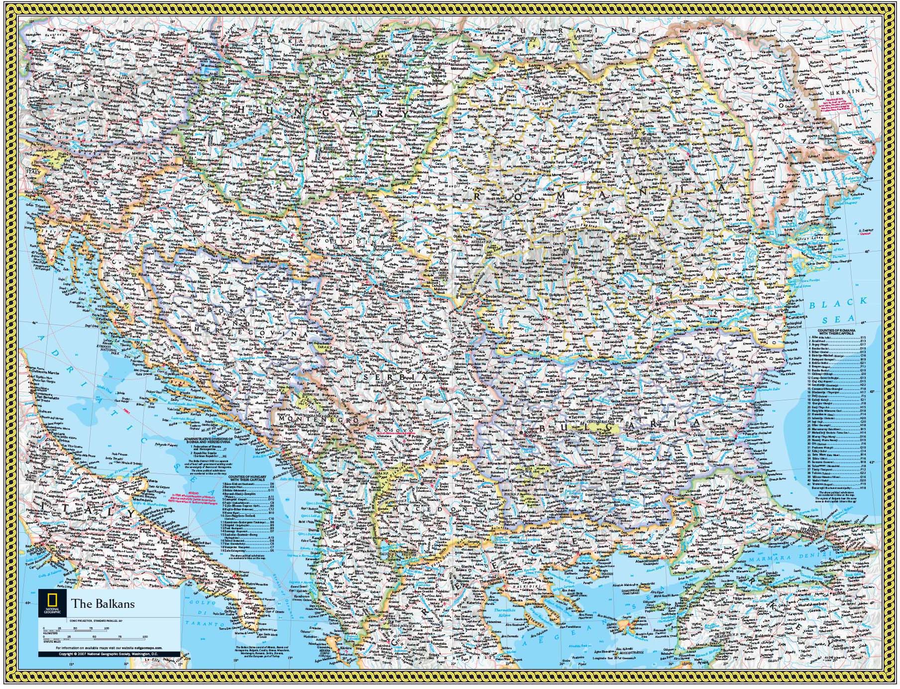 The Balkans Wall Map by National Geographic