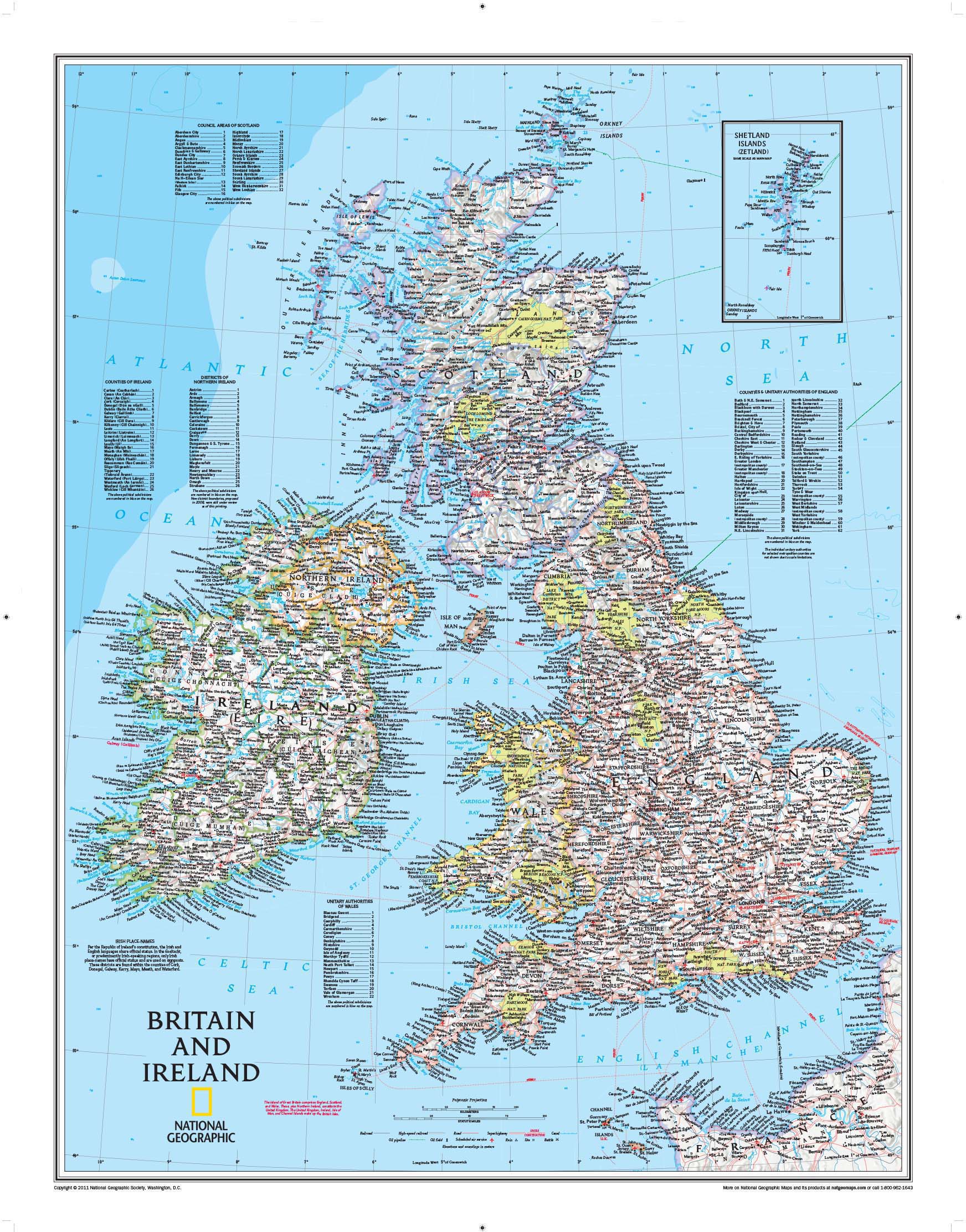 Britain and Ireland Wall Map by National Geographic - MapSales