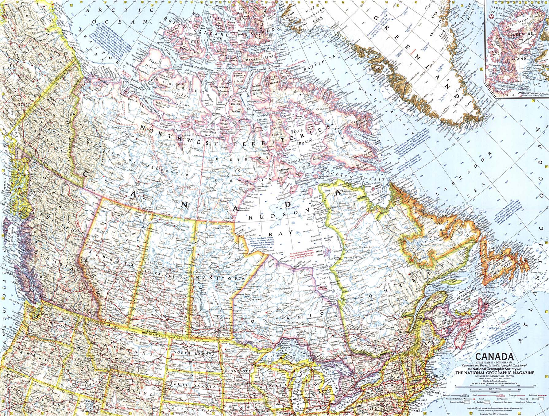 Canada 1961 Wall Map by National Geographic - MapSales