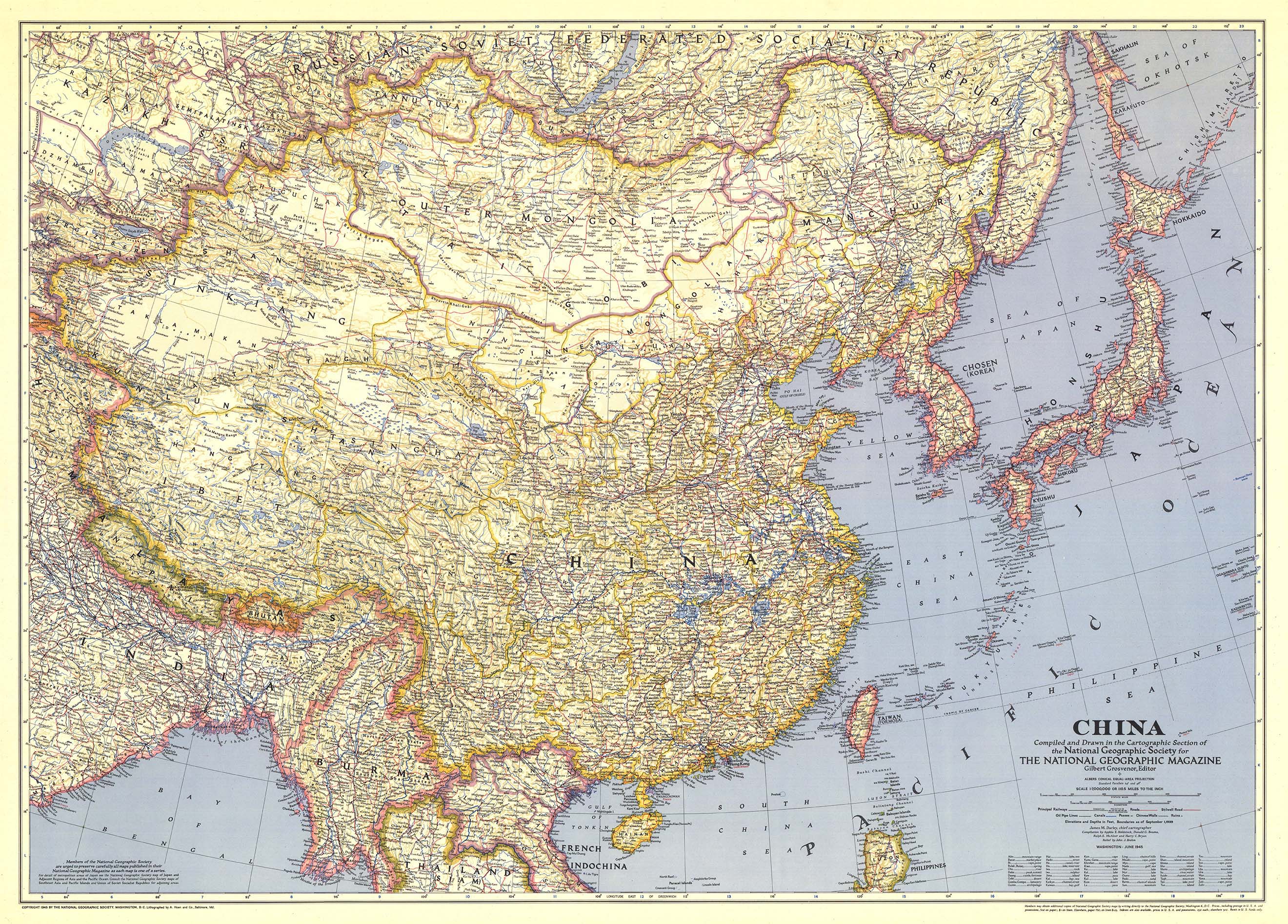 China 1945 Wall Map by National Geographic - MapSales