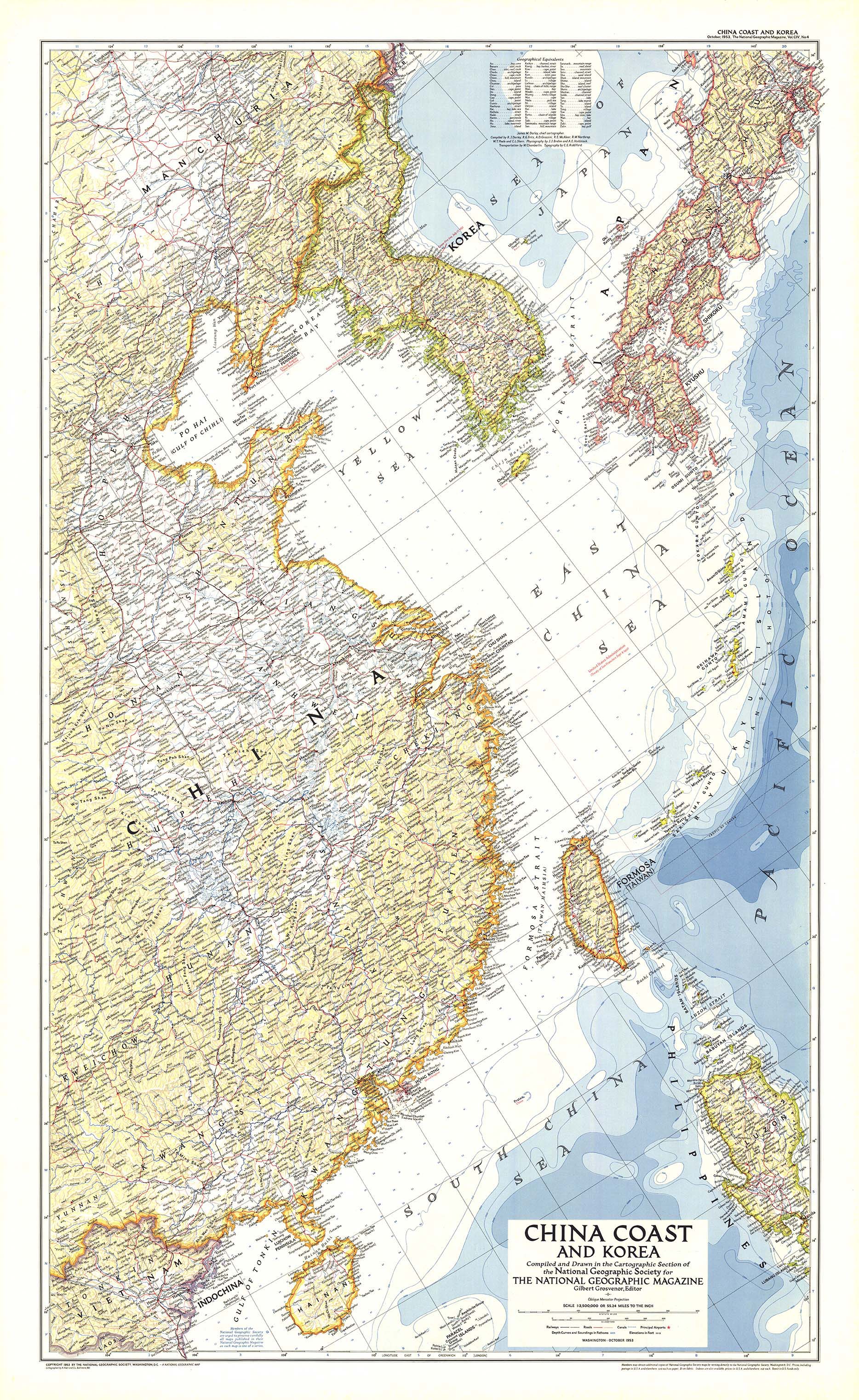 China 1953 Wall Map by National Geographic - MapSales