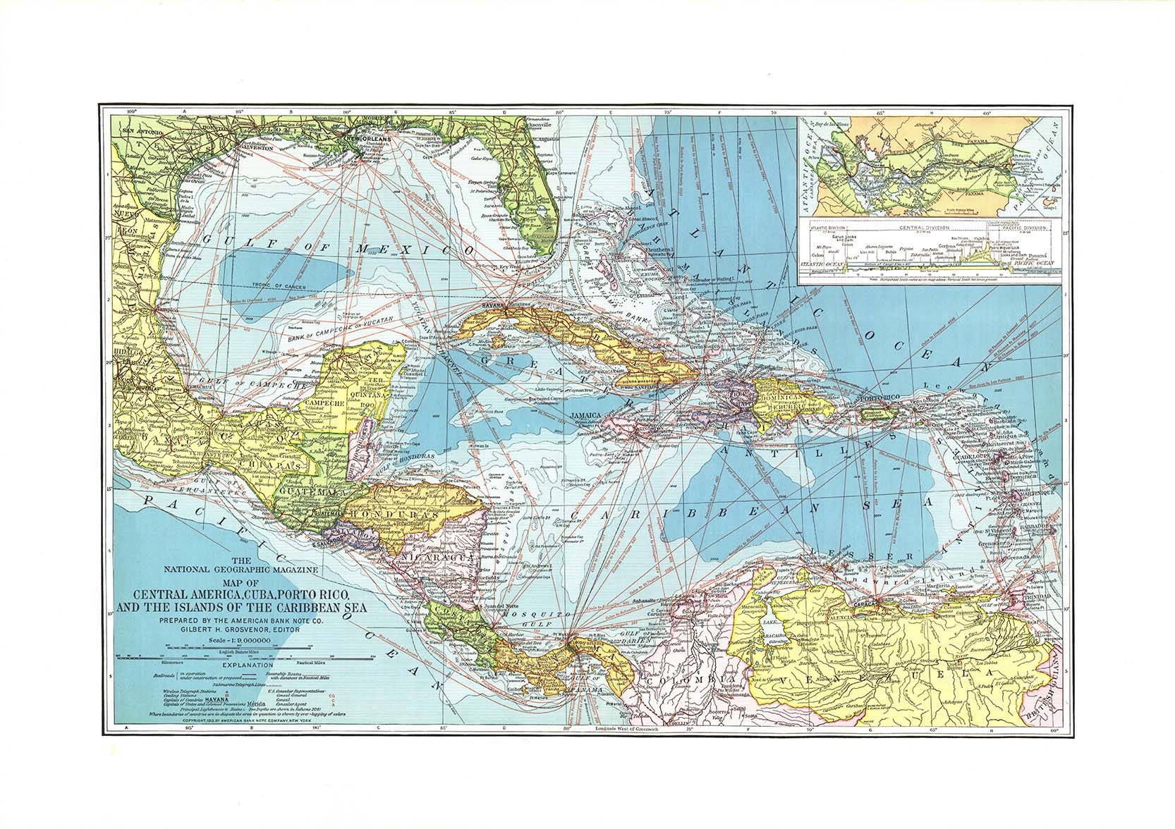 Cuba and Puerto Rico 1913 Wall Map by National Geographic - MapSales