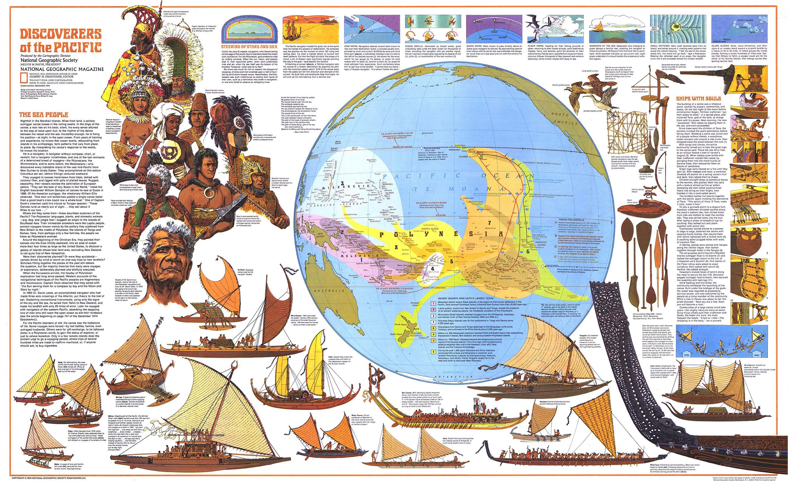 Discoveries of the Pacific 1974 Wall Map by National Geographic - MapSales